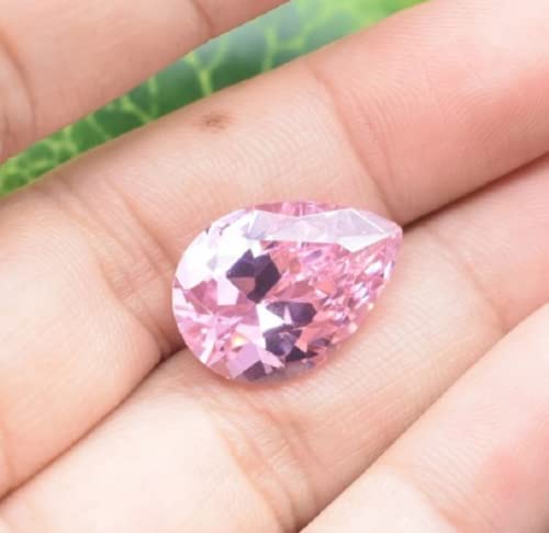 Awmnjtmgpw 925 Sterling Silver Diamond Ring Water Drop pear Shaped Pink Crystal Topaz Ring Exquisite Women's Diamond Ring Proposal Wedding Engagement Diamond Ring Size (6-10) (Size 7)
