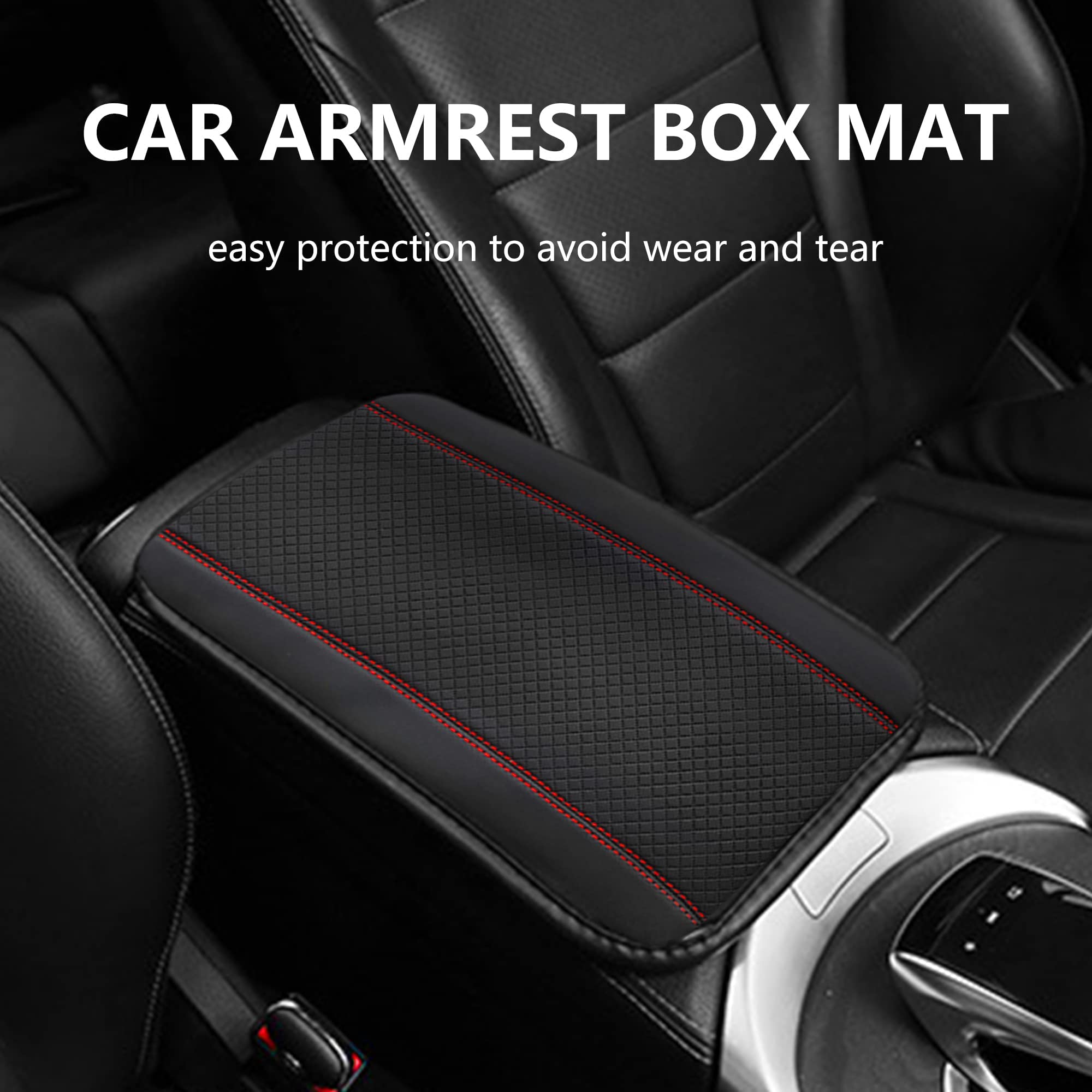 Aokdom Auto Armrest Box Cover, Car Console Covers, Fiber Leather Embossing Waterproof Armrest Cover, Suitable for Most Vehicles, SUVs, Trucks (Blue)