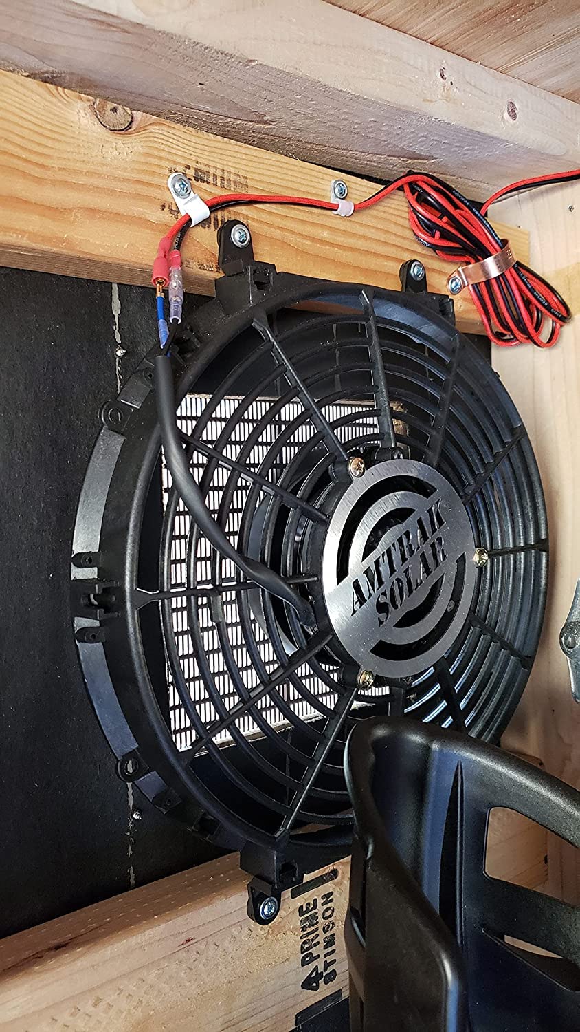 Amtrak Solar 12-Inch Solar Attic Fan, Powerful 100 Watt Fan Quietly Cools Attic, Garage, or Greenhouse & Ventilates to Protect Against Moisture