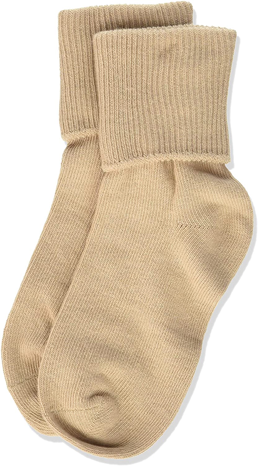 Jefferies Socks Girls (Pack 6) Little Seamless Turn Cuff Socks Pack of 6, Stone, 12-24 Months US (BBMP2242)