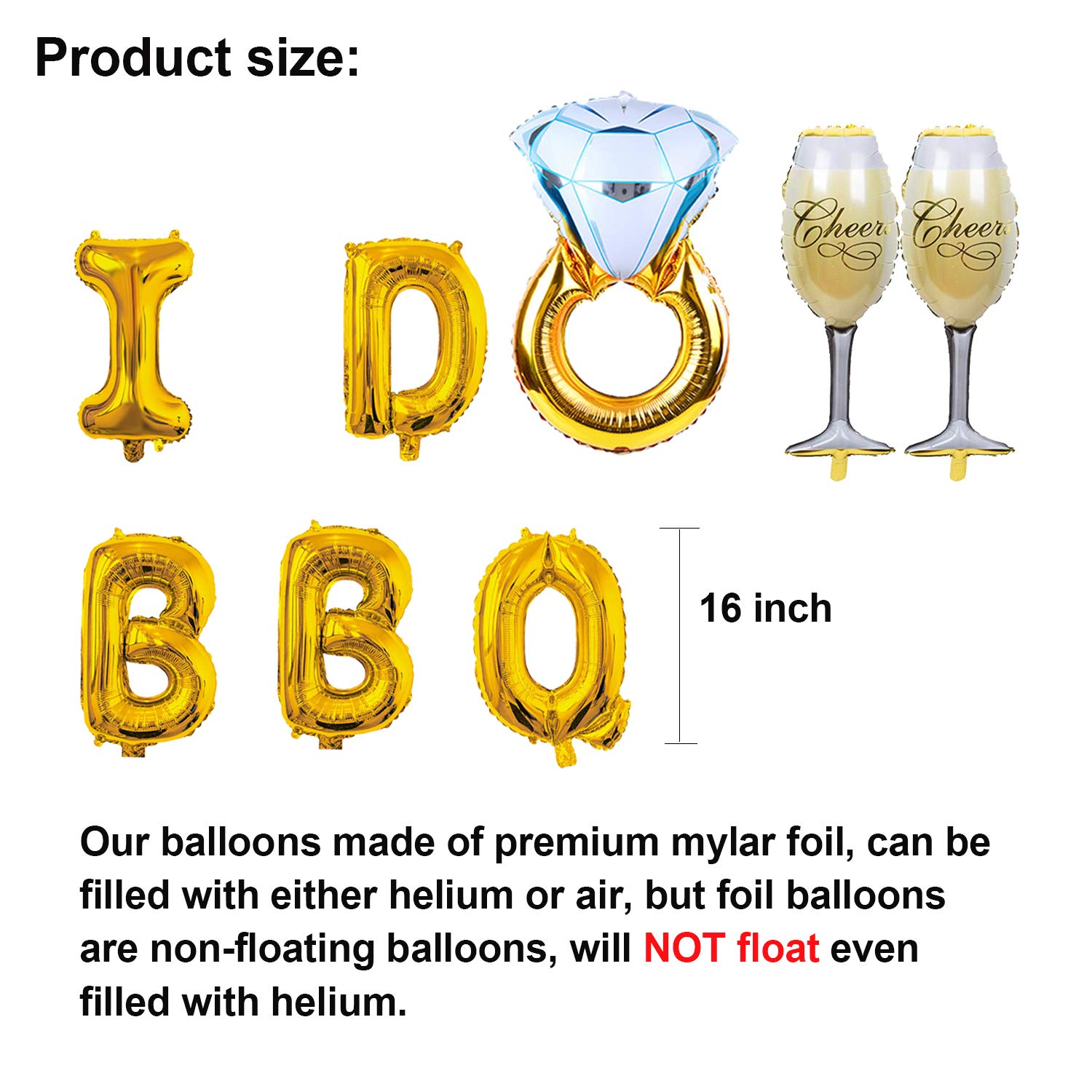 Bridal Shower Decorations - I Do BBQ Foil Balloons Wedding Shower Engagement Party Decoration(16 inch)
