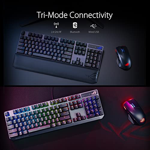 ASUS ROG Strix Scope NX Wireless Deluxe Gaming Keyboard - Tri-Mode Connectivity (2.4GHz RF, Bluetooth, Wired), ROG NX Red Mechanical Switches, PBT Keycaps, Aura Sync RGB, Magnetic Wrist Rest, Black