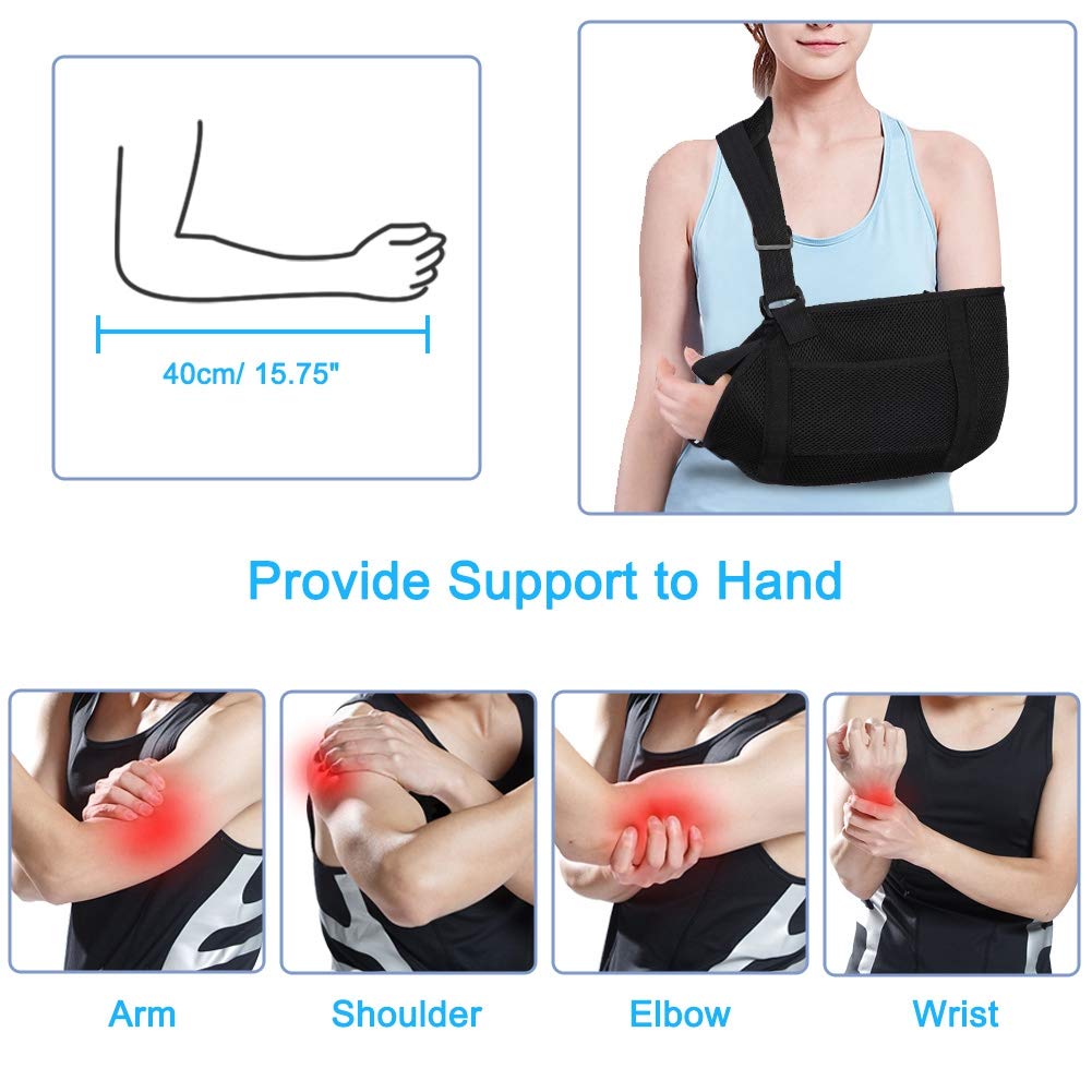 Arm Sling, Arm Support Arm Brace Lightweight Multifunctional with Waist Belt User's Manual for Injury for Left or Right Arm