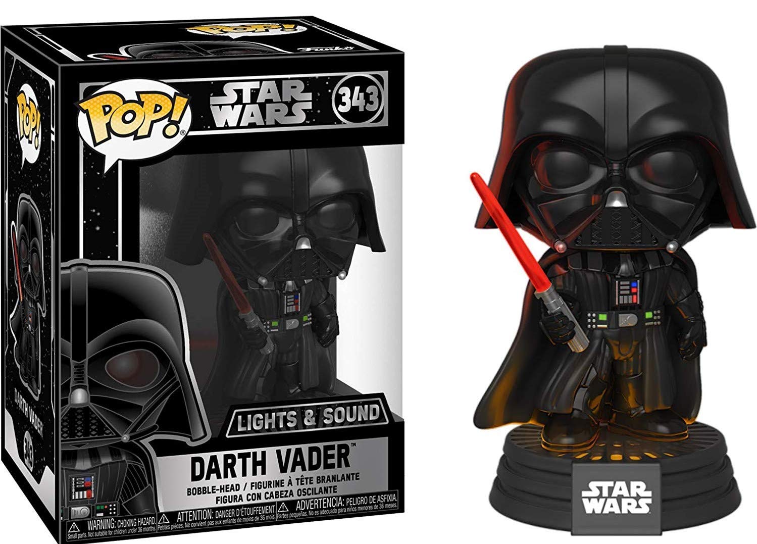 POP Star Wars: Darth Vader Electronic with Lights and Sound Funko Vinyl Figure (Bundled with Compatible Box Protector Case), Multicolor, 3.75 inches