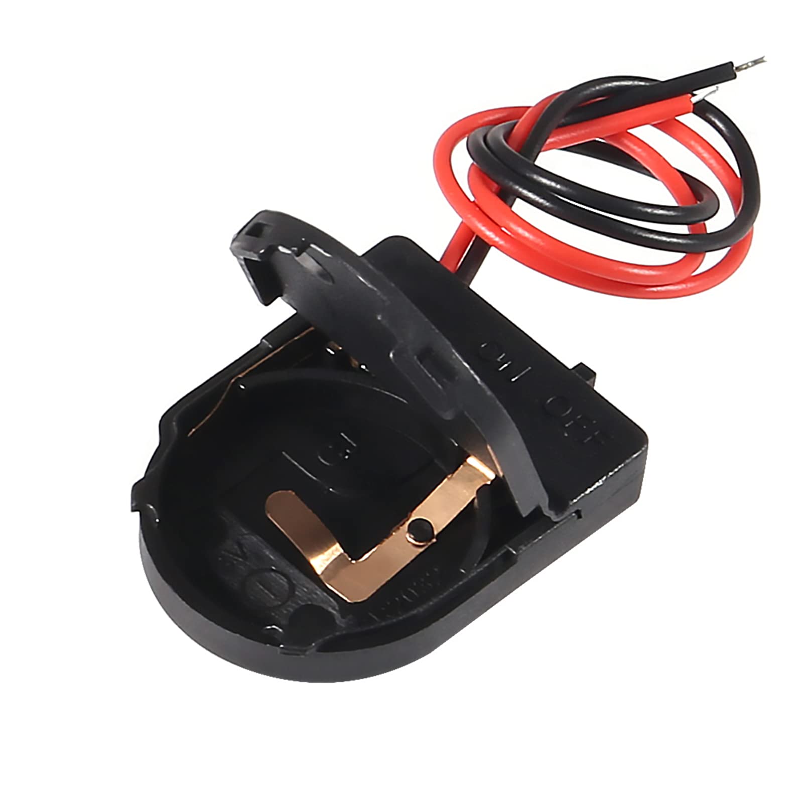 ALMOCN Button Battery Holder Coin Cell Battery Holder with Switch Battery Holder Battery Storage Boxes Cover with Leads On ON-Off Switch Socket Container 3V-Black (10pcs)