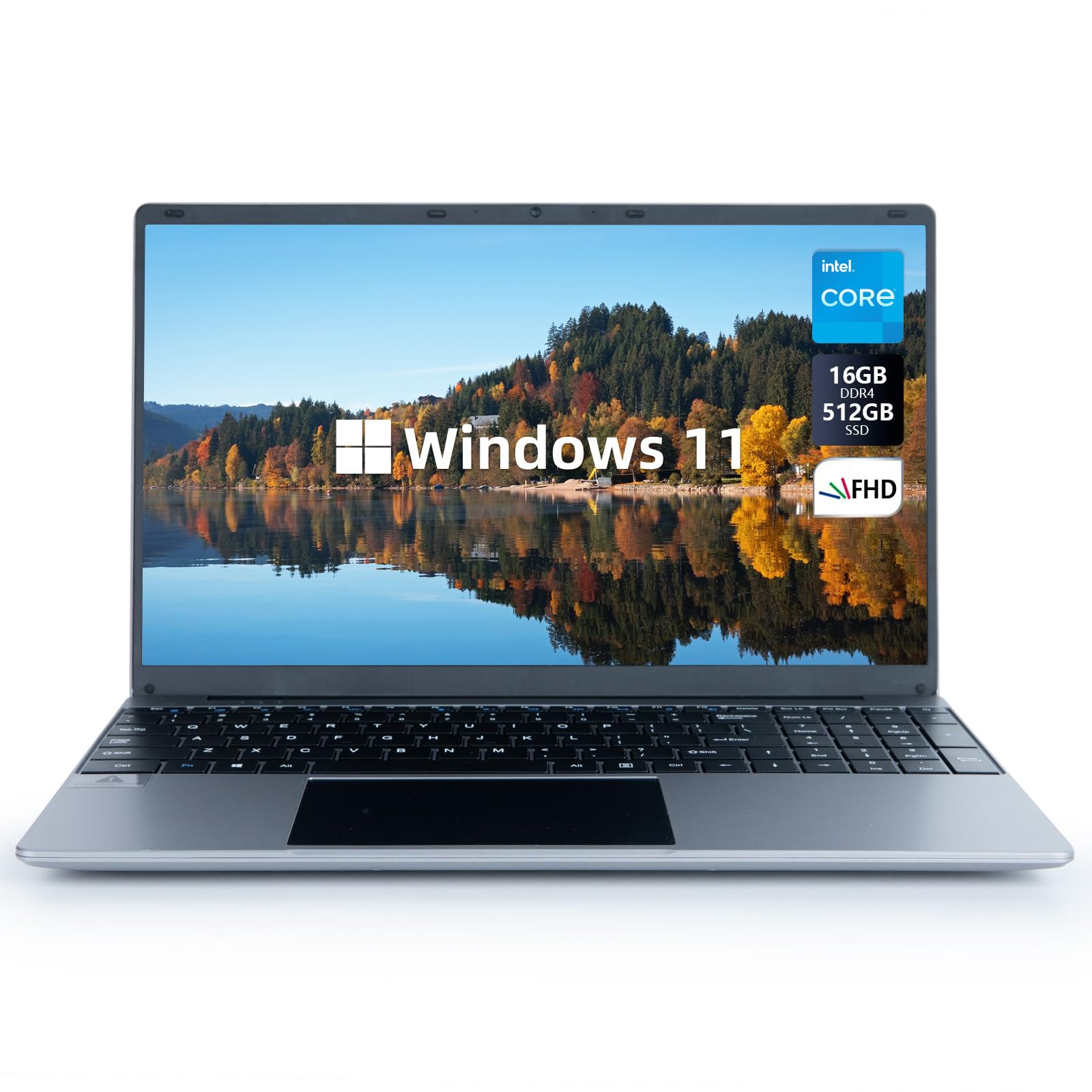 ANMESC Laptop Computer, 16GB RAM 512GB ROM, Celeron Quad-Core Processors, 15.6" 1080P FHD Laptops, 38000mWh Battery, Laptop Computers Support WiFi, Bluetooth, Type-C, TF Card