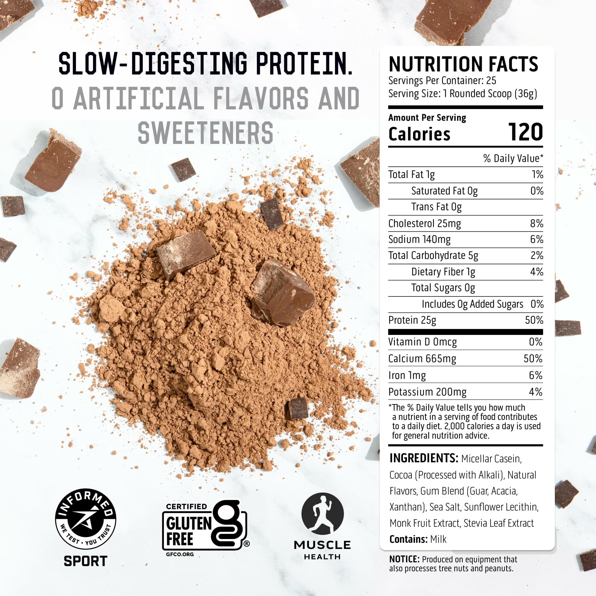 Ascent Native Fuel Micellar Casein Protein Powder - 64 Ounce (Pack of 1) - Chocolate