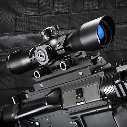 Barska Compact Rifle Scope Red/Green Illuminated Mil-Dot Reticle with Cantilever Rings - 4x32