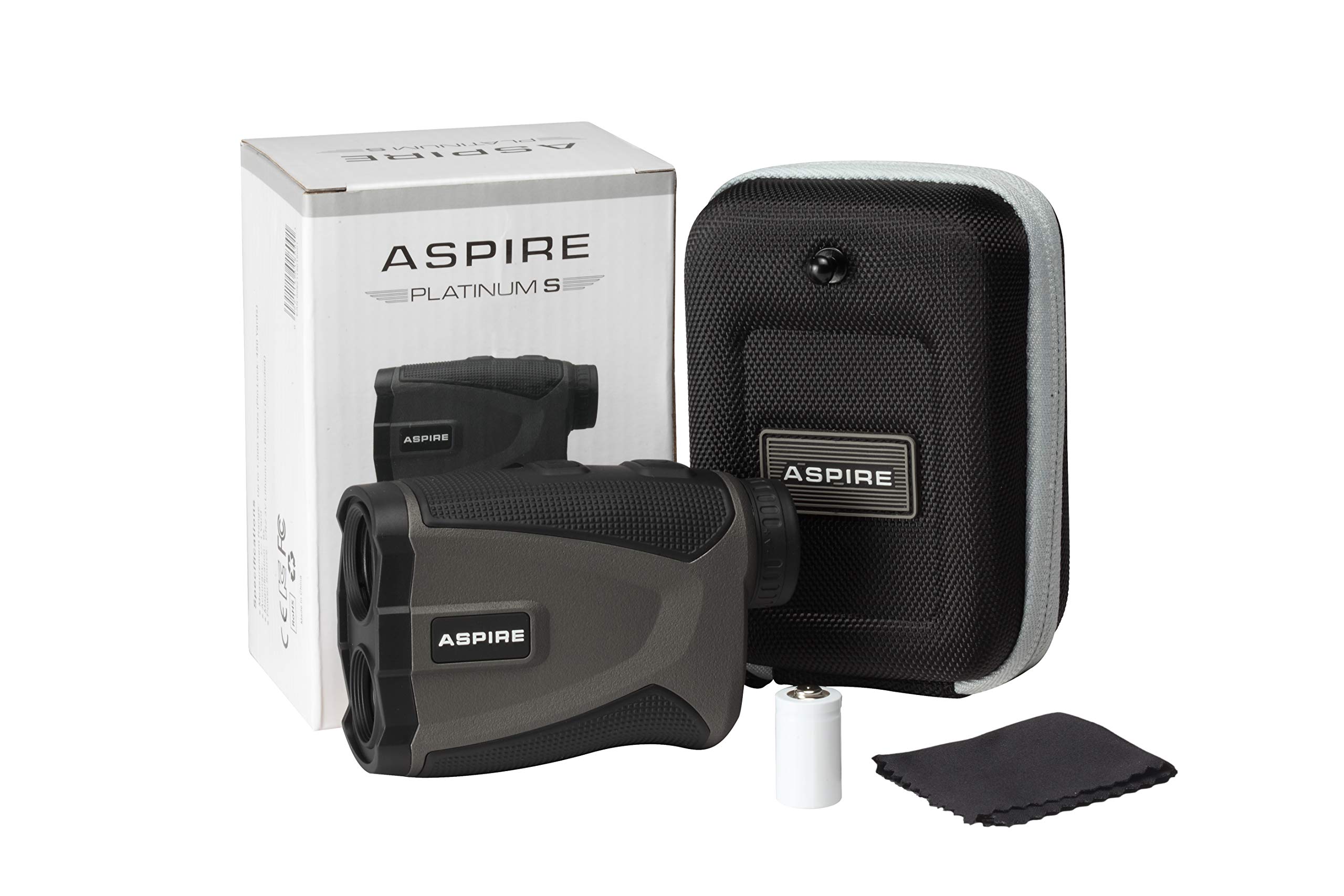 Aspire Golf Platinum Laser Rangefinder with Slope, 6X Magnification, 1000 Yards, Pin Seek, Target Lock, Vibration Alert, Noise Filtration, IPX5 Water Resistance — Case and Battery Included