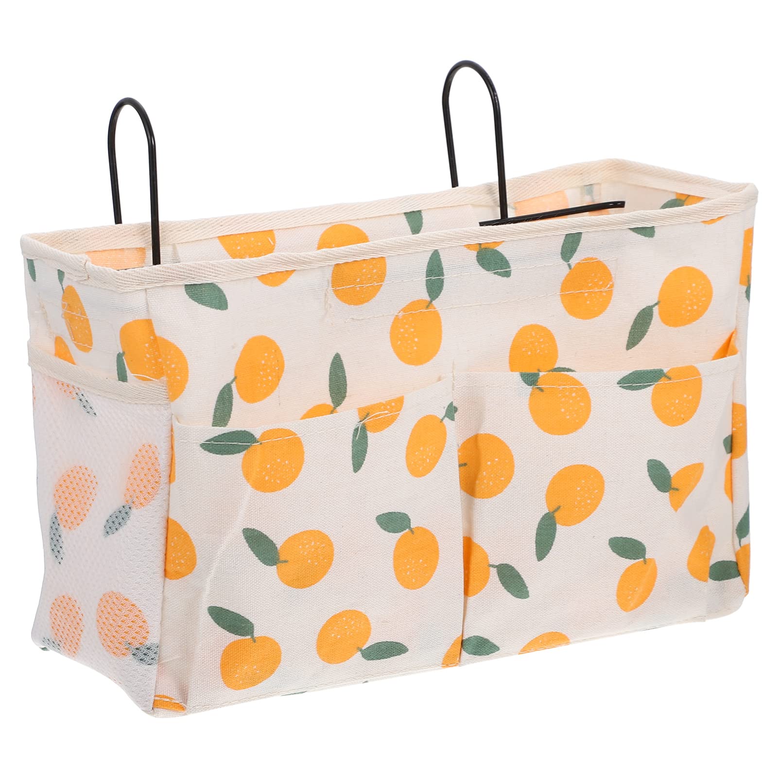 ARTIBETTER Fruit Hanging Basket Orange Bedside Cotton Linen Hanging Storage Bag Bed Storage Pocket Organizer Pouch Diaper Stacker for Bed Crib Craddle Baby Clothes Organizer Storage Bed Frame