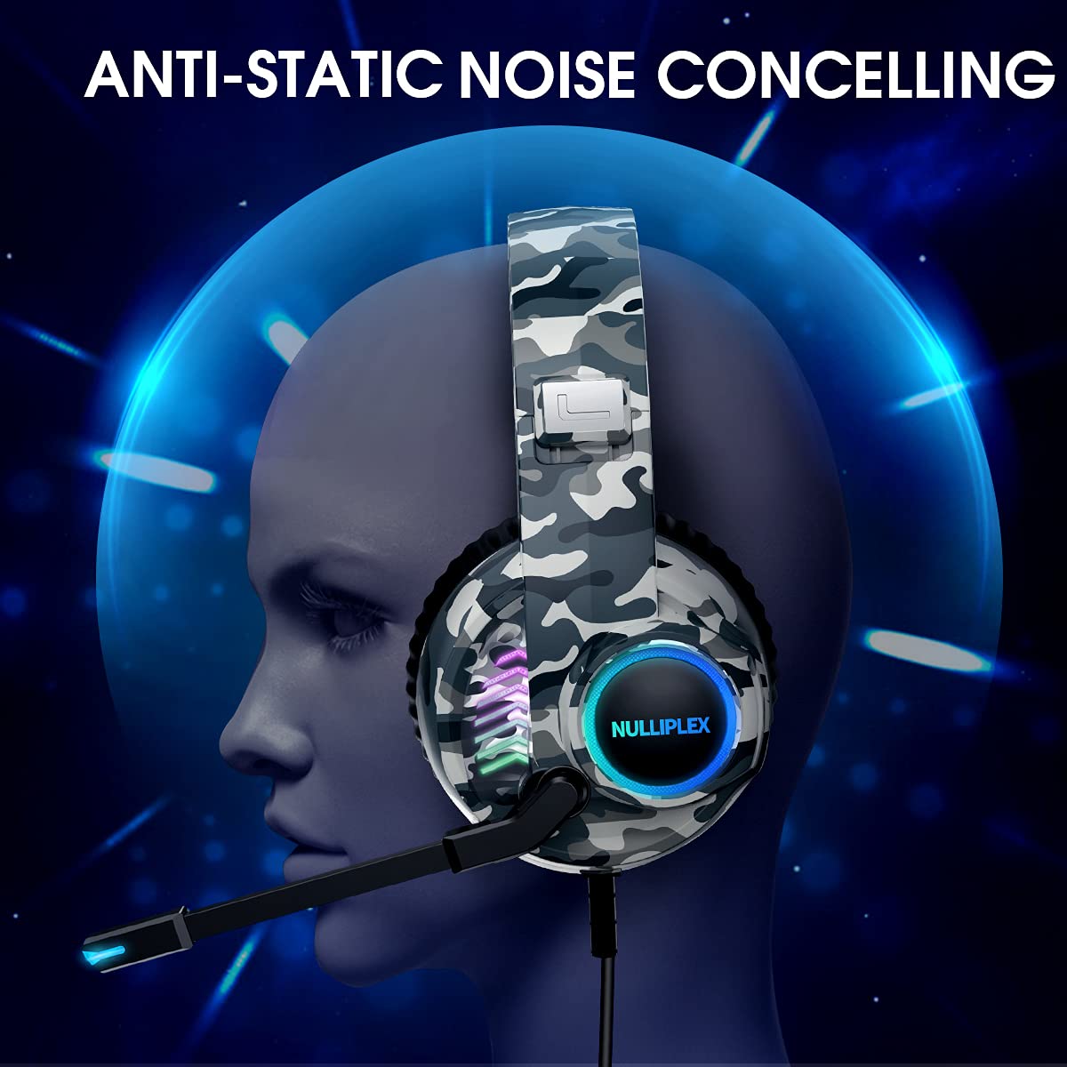 Gaming Headsets for Xbox One PC PS4 PS5 - Computer Over Ear Headphones with Noise Cancelling Mic & Stereo Sound for Nintendo Switch - Camo