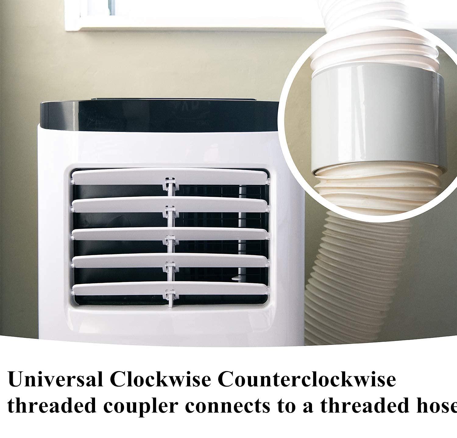 Portable AC Coupler Thread AC 5 inch Air Conditioner Exhaust Hose Coupler/Coupling/Connector, Support Clockwise/Counter-Clockwise Thread, AC Hose Coupler Coupling Extension