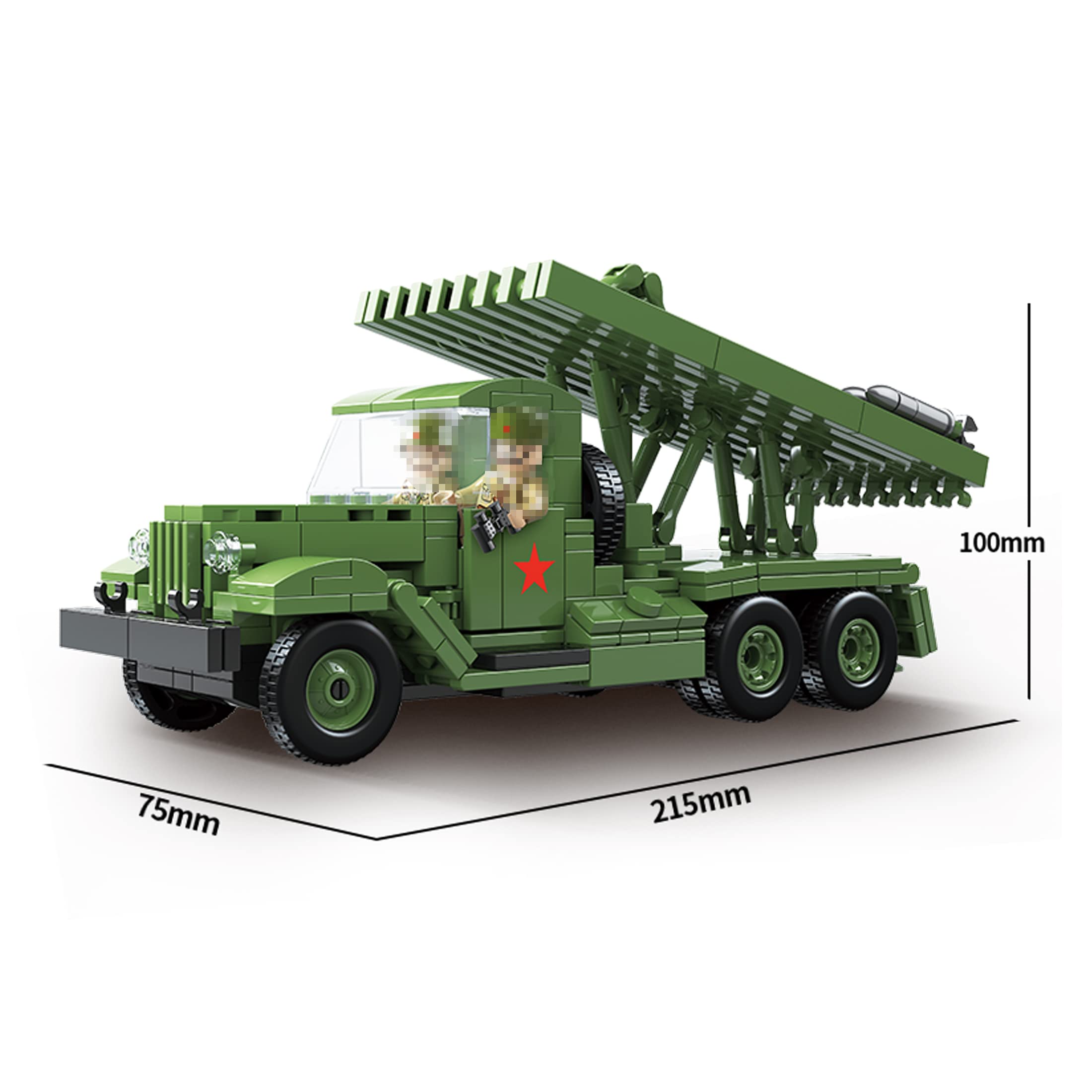 Audio Technics Tank Building Bricks, 731 pcs Technics WW2 Military Katyusha BM-13 Rocket Artillery Tank Model, Compatible with Lego 8.4 x 2.9 x 3.9 inches