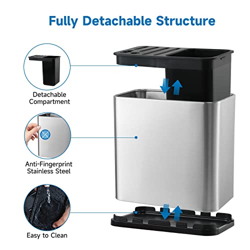 BIARTS 2 in 1 Universal Knife Block without Knives Stainless Steel Knife Holder for Kitchen Counter with Drainage Hole Knife Storage with Utensil Holder Modern Design, Rectangle, 7.7"L x 4.6"W x 7.9"H
