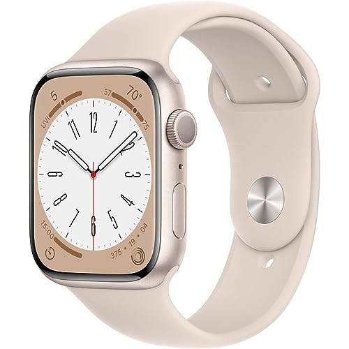 Apple Watch Series 8 [GPS, 45mm] - Starlight Aluminum Case with Starlight Sport Band, M/L (Renewed)