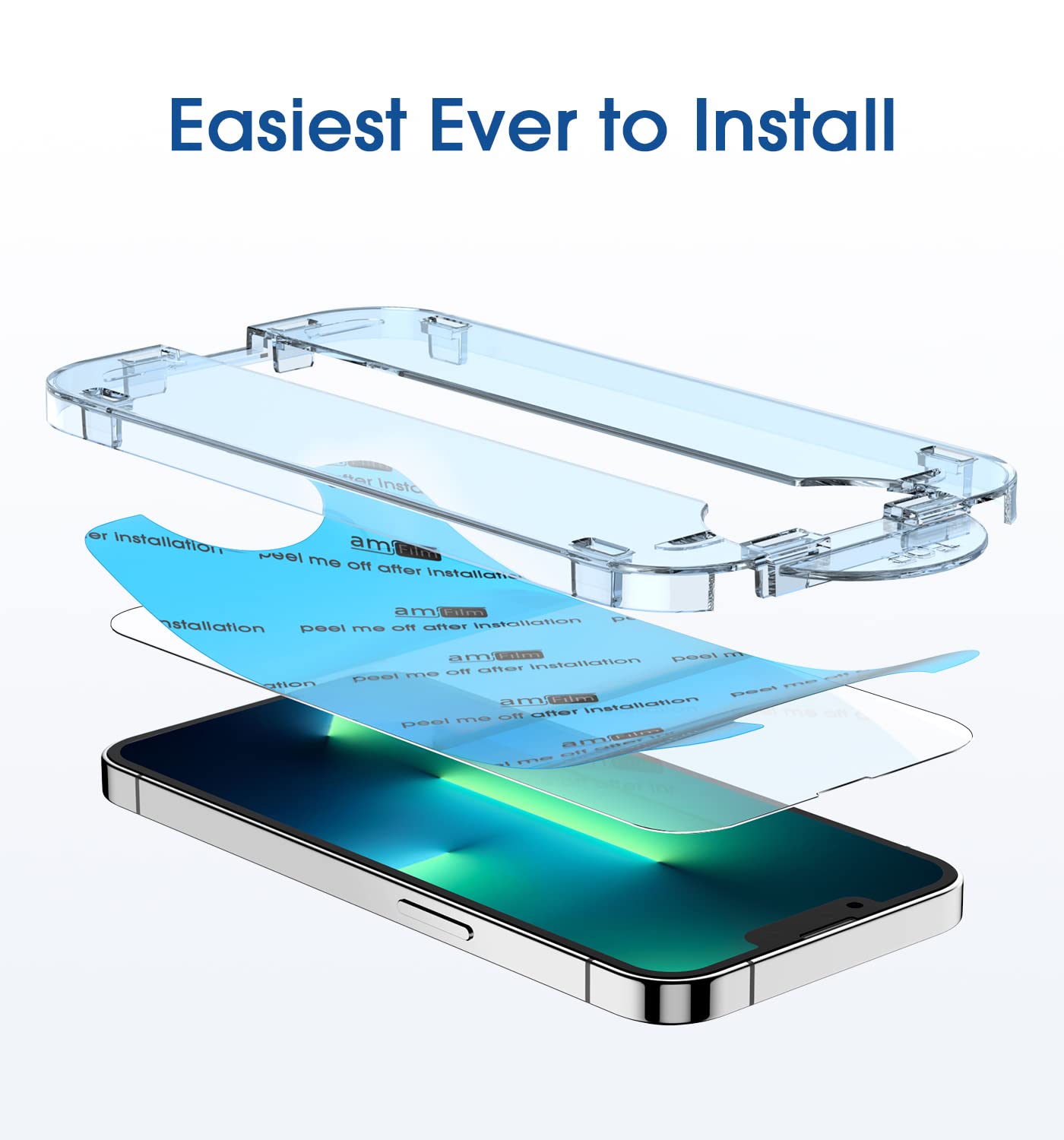 amFiIm Tempered Glass Screen Protector + Camera Lens Protector for iPhone 13 Pro Max 6.7", Easy OneTouch Installation, Auto-alignment, Bubble Free Case Friendly, Anti-Scratch