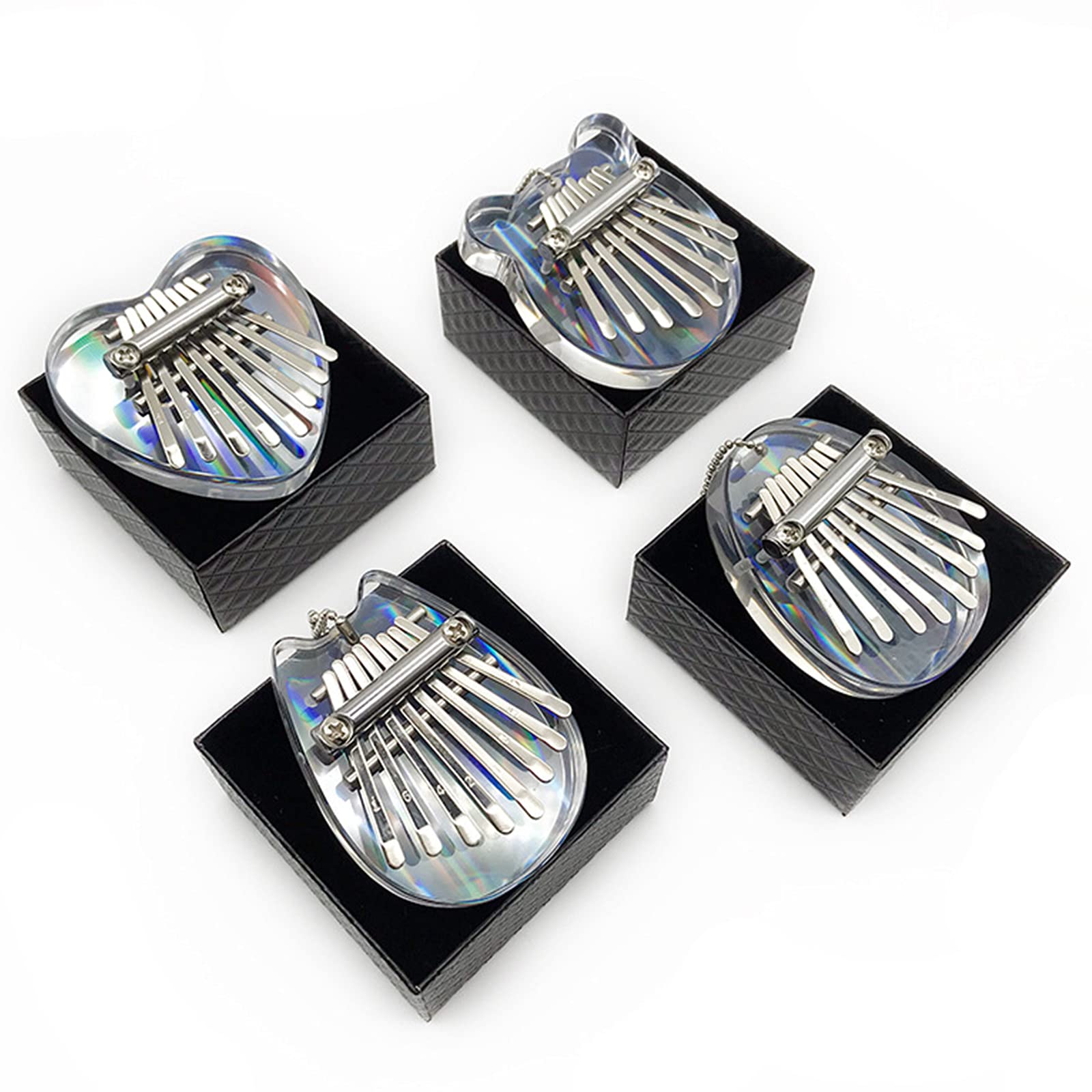 Ganasome Rainbow Clear Kalimba Thumb Piano 8 Key Solid Finger Piano Transparent Body Cute Crystal Acrylic Kalimba With Hard Case Gifts for Kids Adult Beginners with 8 keys, Oval Shape