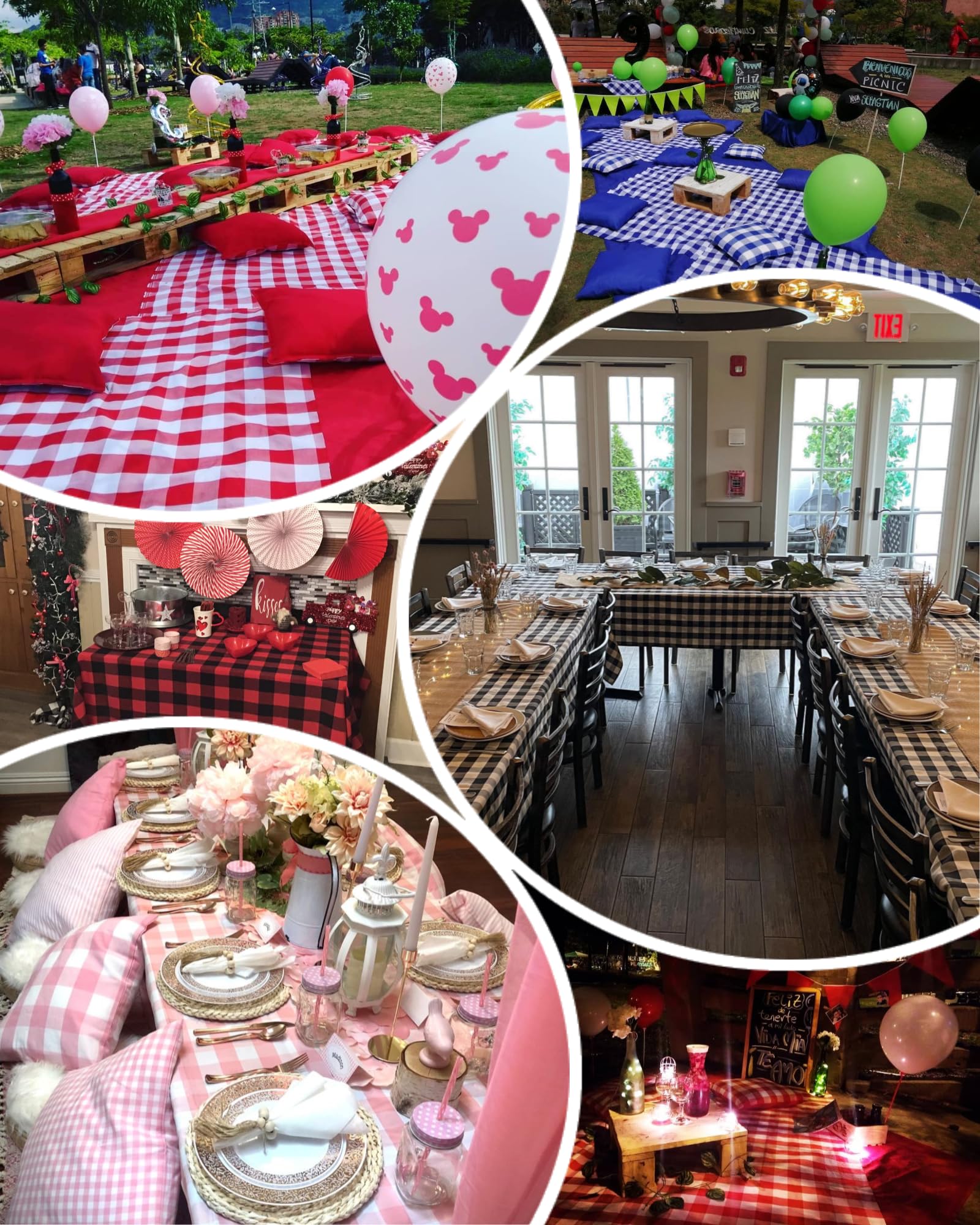 Essifunia Waterproof Checkered Tablecloth Fabric - Rectangle 58x84 Inch Classic Gingham Buffalo Plaid Table Cloth for Indoor/Outdoor Use - Washable Table Cover for Kitchen, BBQs, and Parties