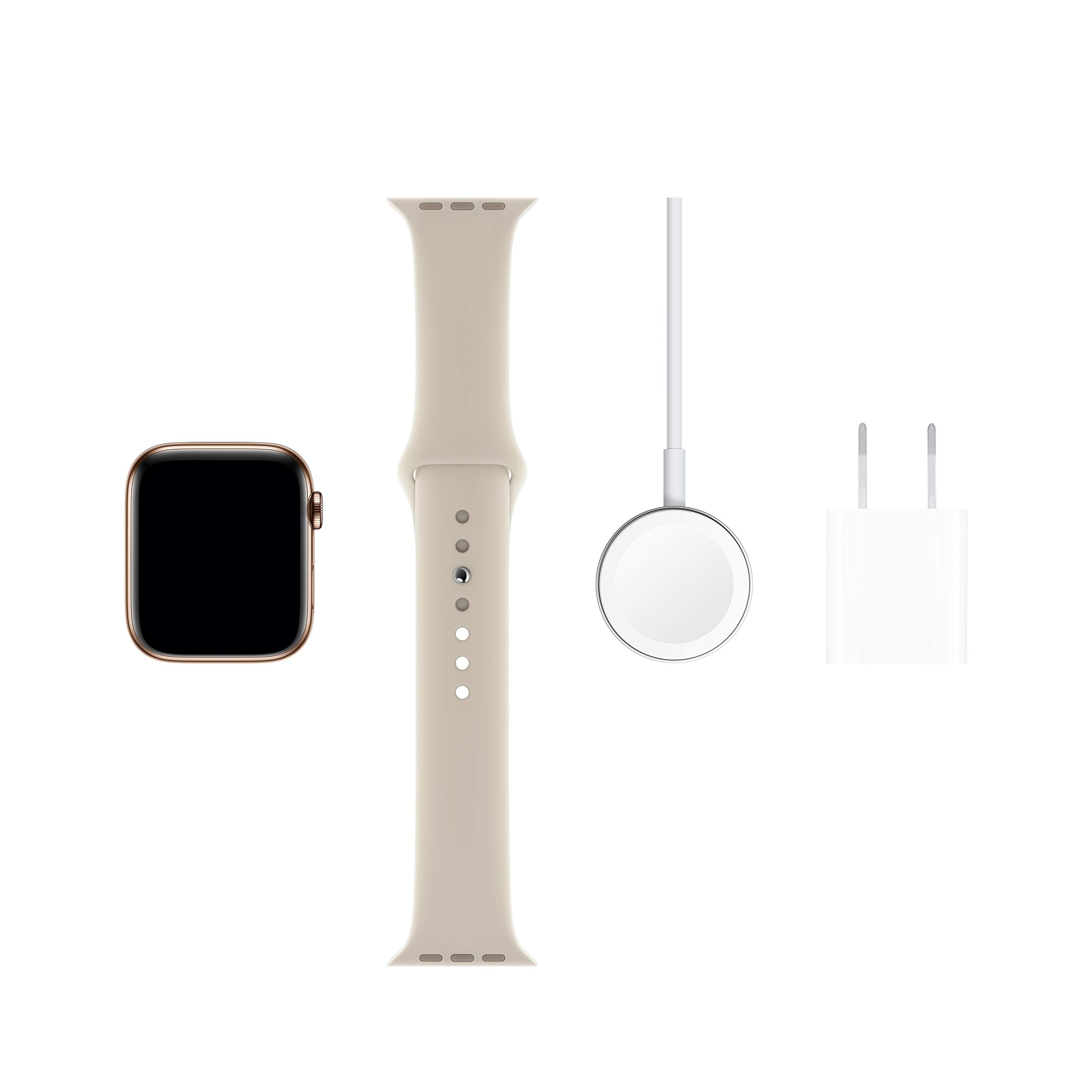 Apple Watch Series 5 (GPS + Cellular, 44mm) - Gold Stainless Steel Case with Stone Sport Band