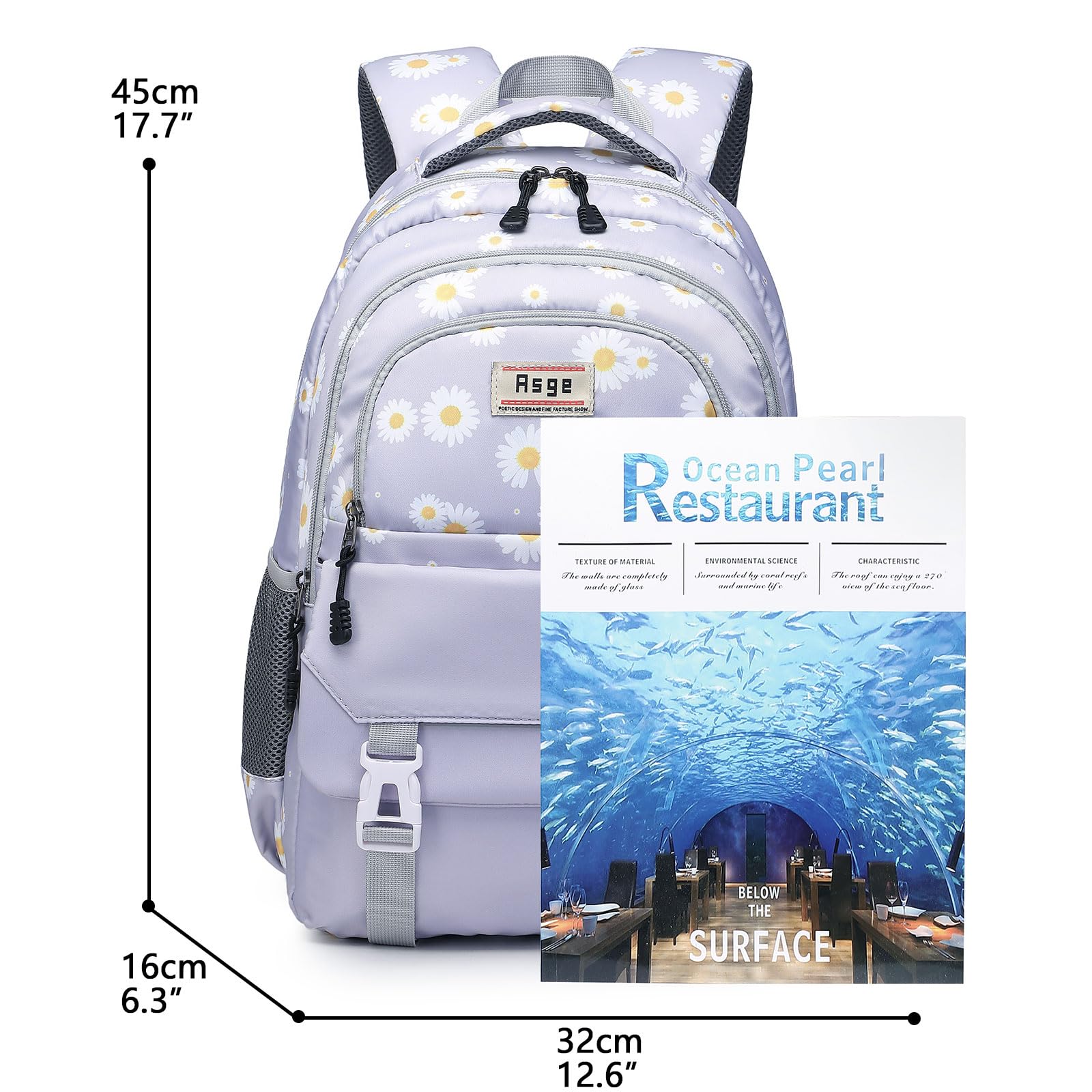 Asge Backpack for Girls Backpack Teenage School Backpack College Bookbag for Kids Casual Daypack with Lunch Box