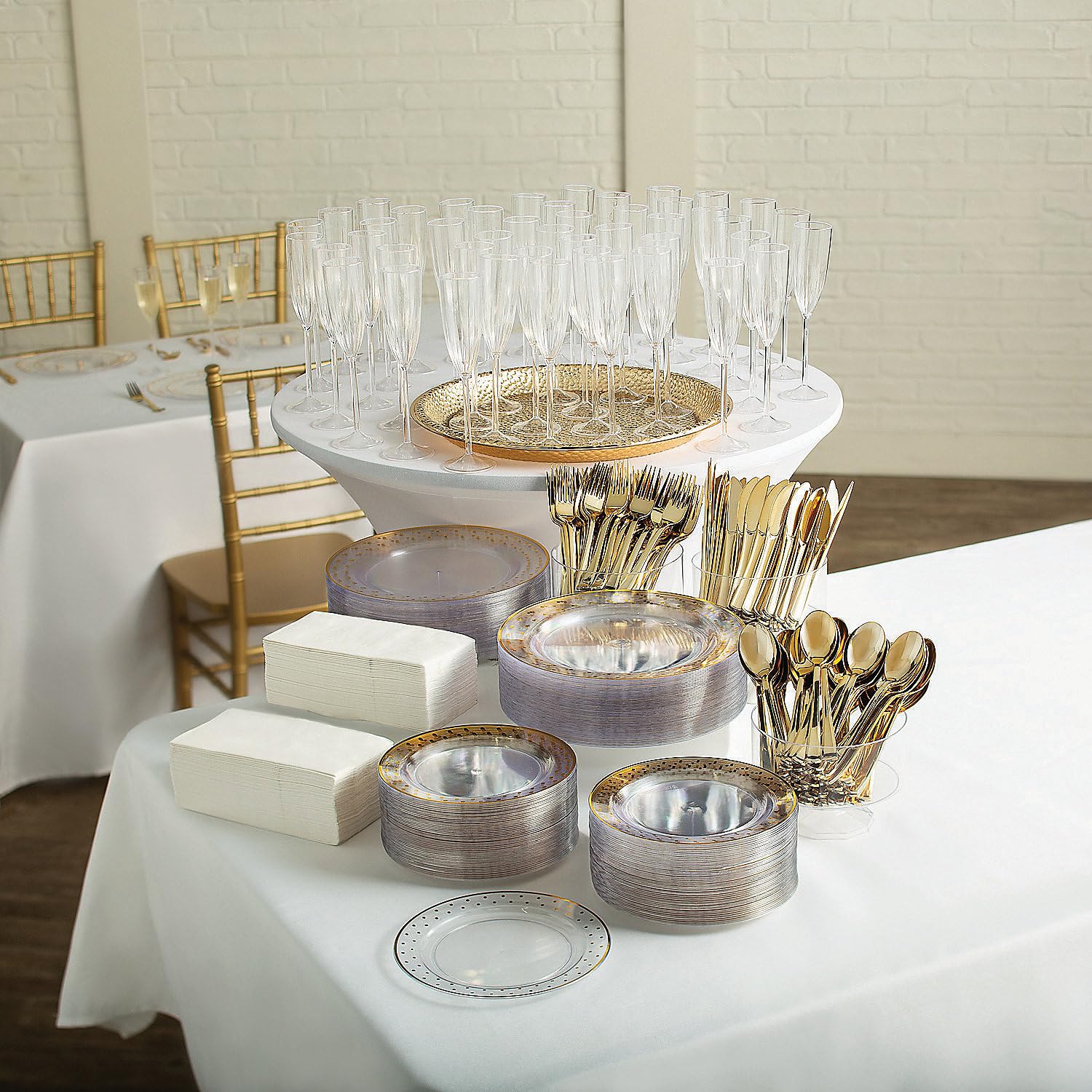 Fun Express Premium Plastic Etched Champagne Flutes Bulk 100 Ct