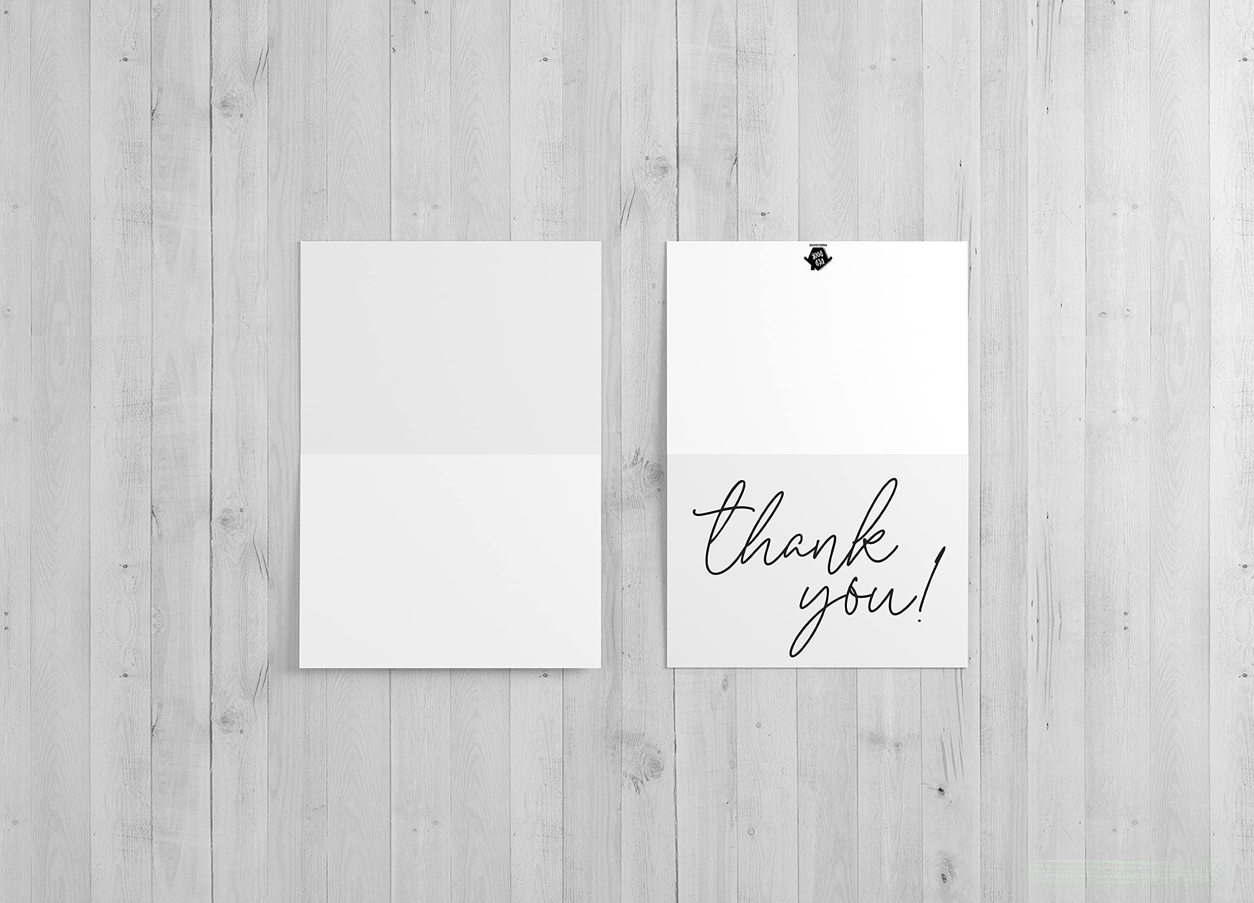Red Door Inspirations 5x7 Thank you Note Cards with Envelopes (Black and White Thank You)