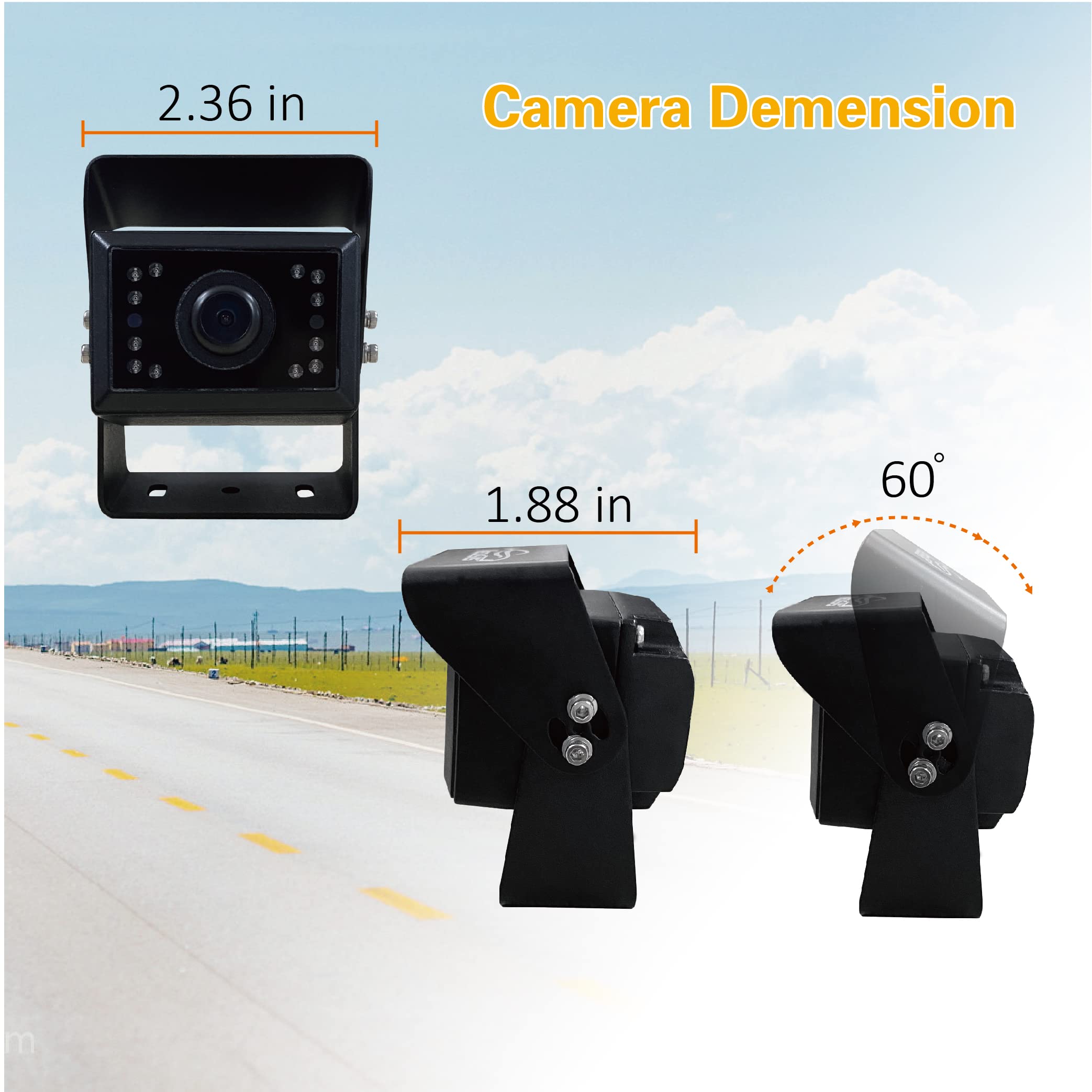 Backup Camera for Truck, VECLESUS VC3 Car Backup Camera with Universal 4 PIN Connector for Car Rear View System’s Extension Replacement for VECLESUS V5M