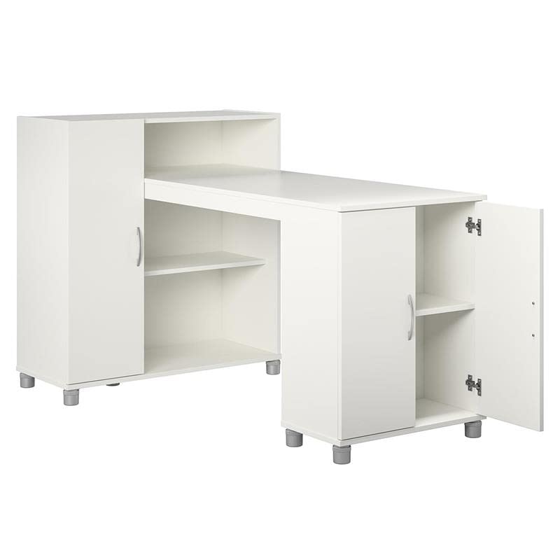 Ameriwood Home Systembuild Evolution Lory Hobby and Craft Desk with Storage Cabinet in White