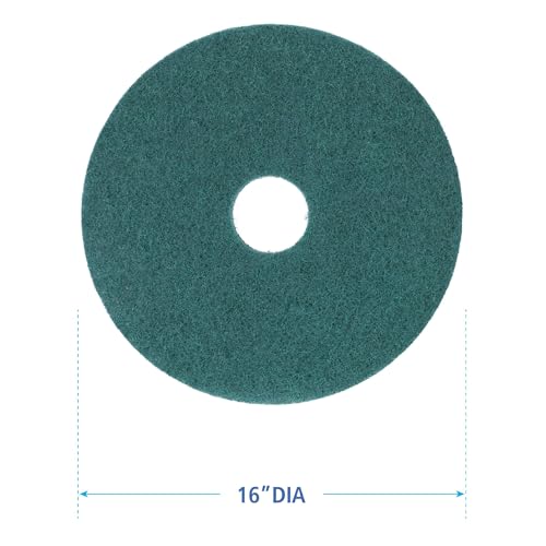 Boardwalk Heavy-Duty Scrubbing Floor Pads, 16" Diameter, Green, 5/Carton