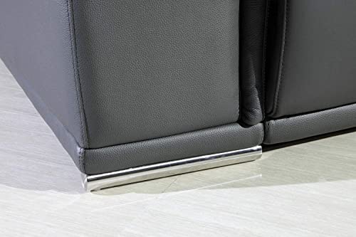 Blackjack Furniture Venice 7 Piece Italian Leather Sectional Sofa with 3-Power Recliners, Adjustable Headrest, Lumbar Support, USB and Wireless Charging Station, Extra Large Storage, 1 Console, Gray
