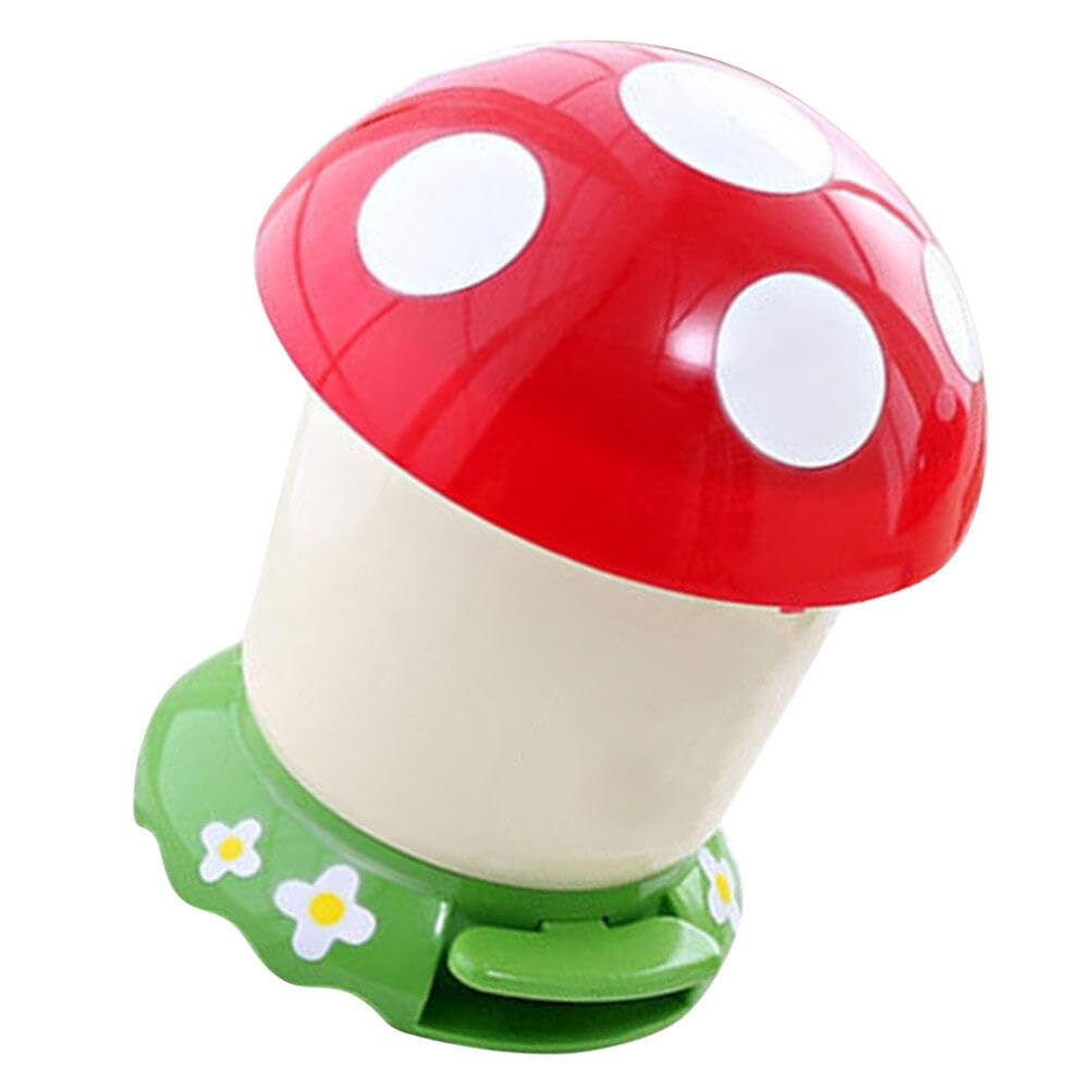 Garneck Step On Plastic Trash Can, Mushroom Waste Basket Decorative Cute Garbage Container Kitchen Rubbish Bin Easy Clean Wastebasket for Home Kitchen Bedroom Office