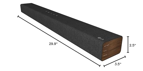 LG SP2 2.1 Channel 100W Sound Bar with Built-in Subwoofer in Fabric Wrapped Design – Black (Renewed)