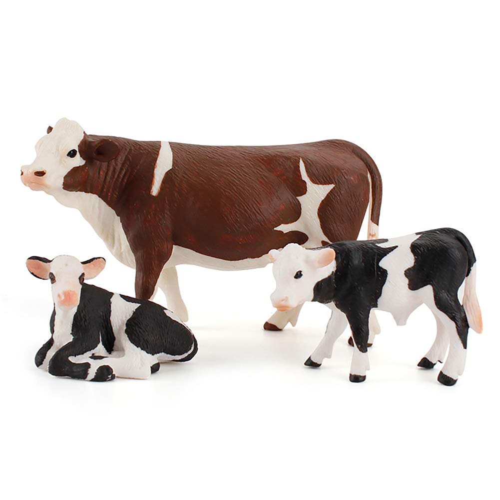 DOYIFun Realistic Farm Cow Model Figure Toy Set, Cow Figurines Collection Playset with Farm Keepers, Farm Meadows Pasture Cow Statues Preschool Science Educational Learn Cognitive Toys