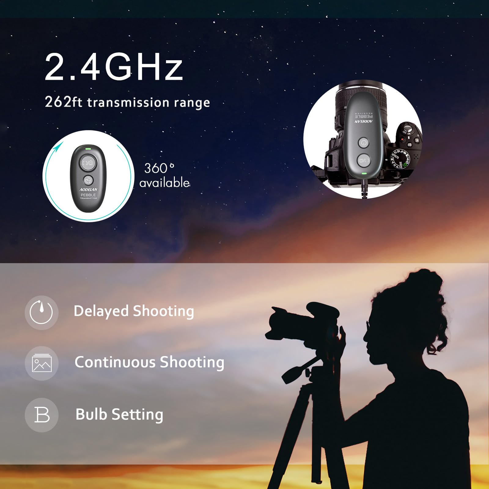 AODELAN Camera Remote Control | Wireless Shutter Release | for Sony a5100 a6000 a6300 a5000 a7 III a7 II a7 a7R III a9 RX100 III RX10M2 | Replaces Sony RM-L1AM and RM-SPR1
