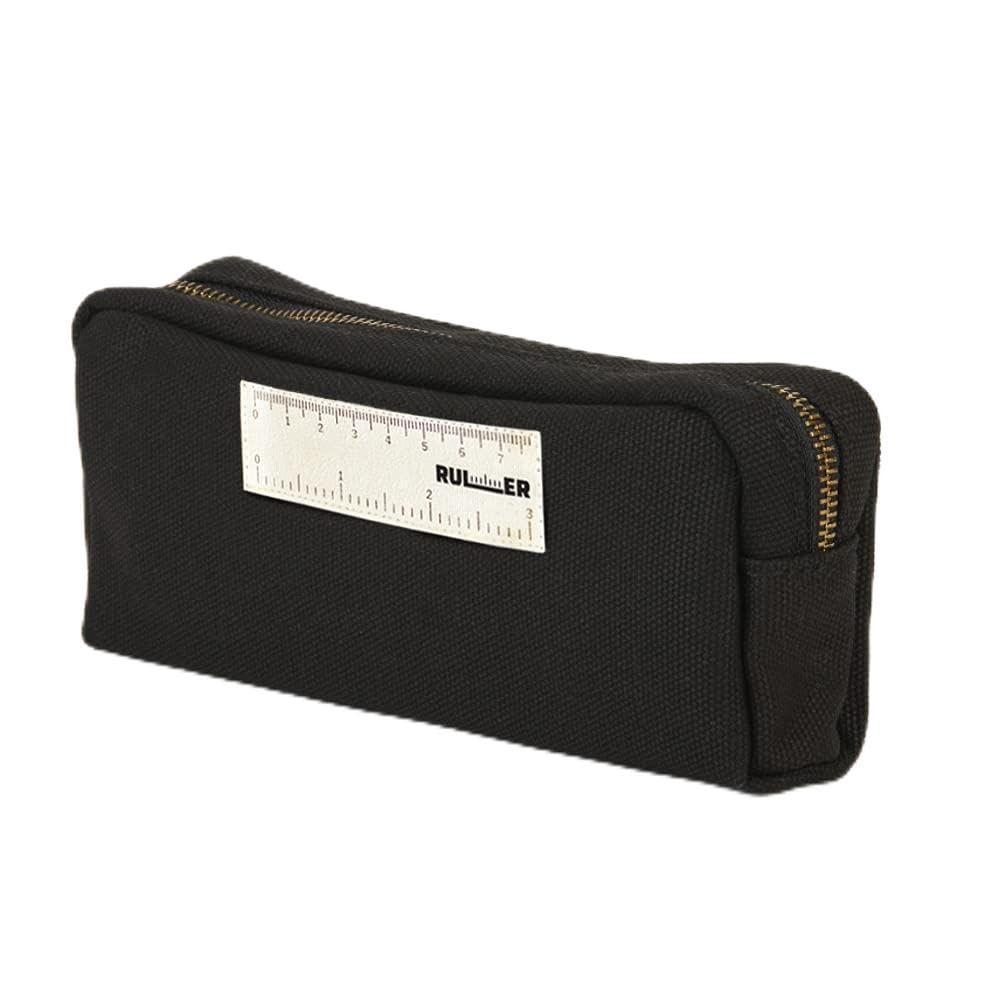 Trilly Canvas Pencil Case Pouch with Ruler I Larger Capacity Simple Pencil Pouch I School Small Pencil Bag For Boys & Girls I Holds Pencil, Pen, Personal Items & Desk Organizer Cute Pen Pouch Black