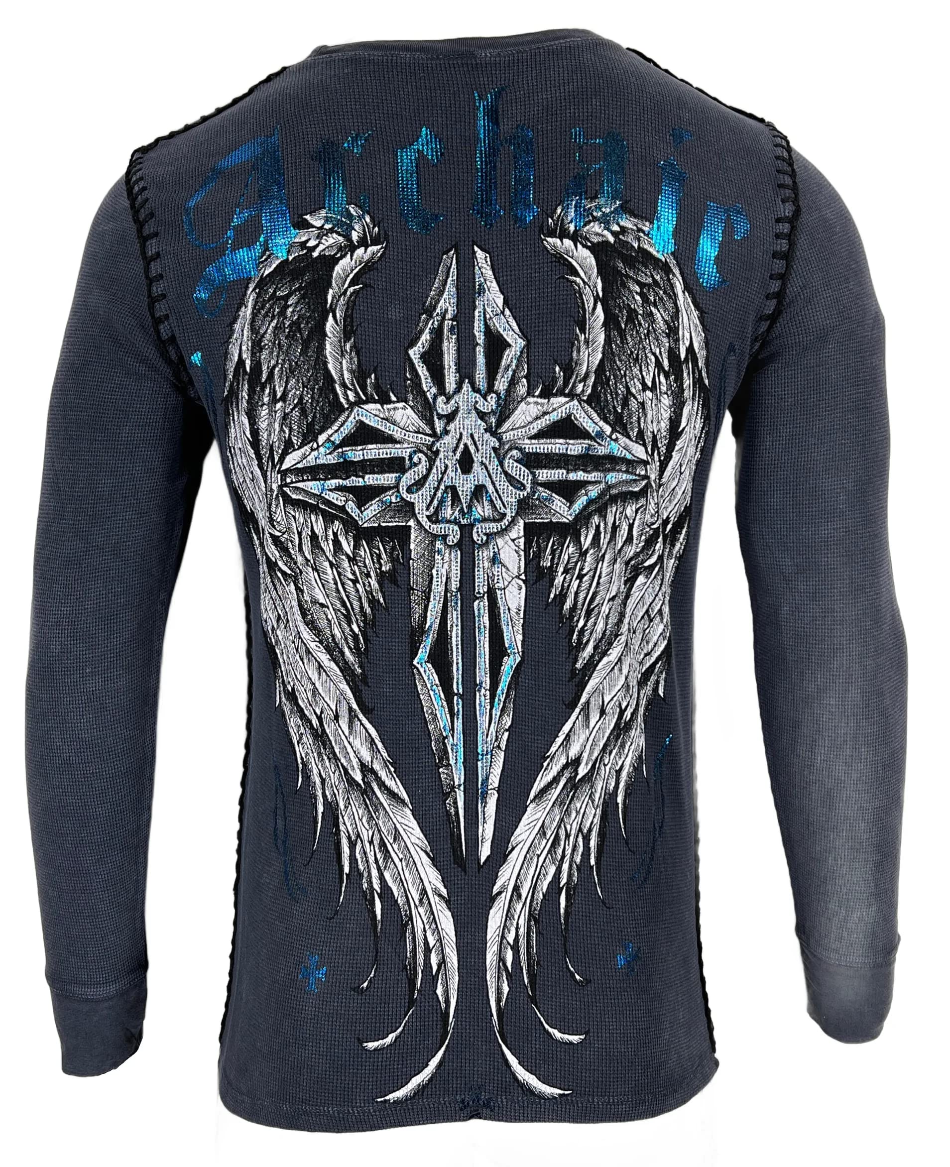 Archaic by Affliction Men's Thermal Shirt Feral Gray L
