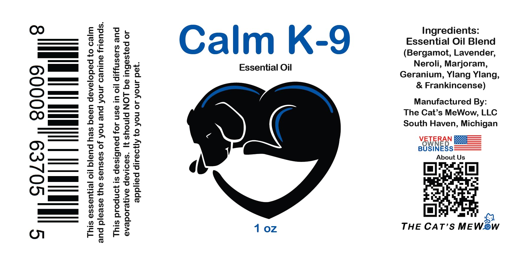 Calm K-9 Calming Essential Oil - Natural Stress Relief & Anxiety Relief for Dogs - Drug-Free Calming Solution