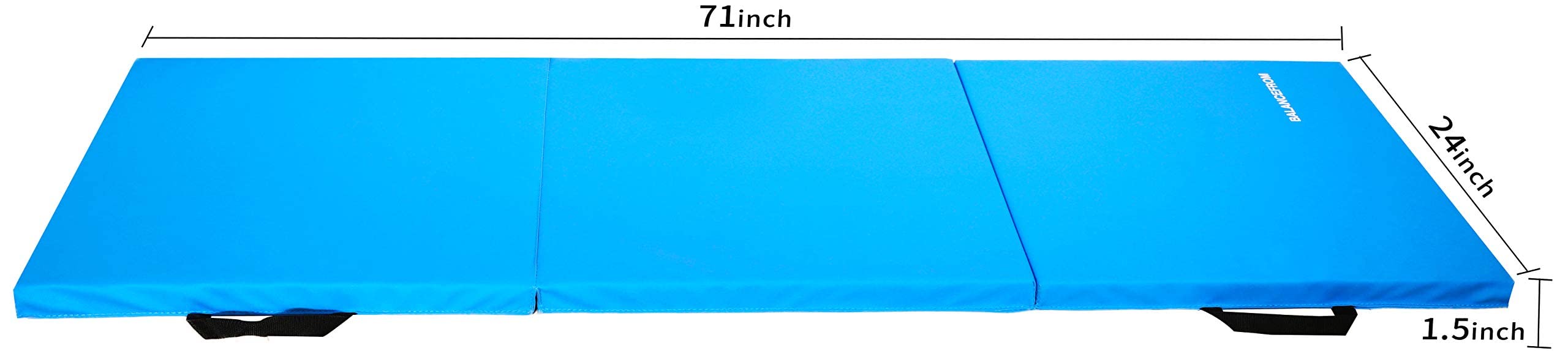 BalanceFrom 1.5" Thick Three Fold Folding Exercise Mat with Carrying Handles for MMA, Gymnastics and Home Gym, Blue