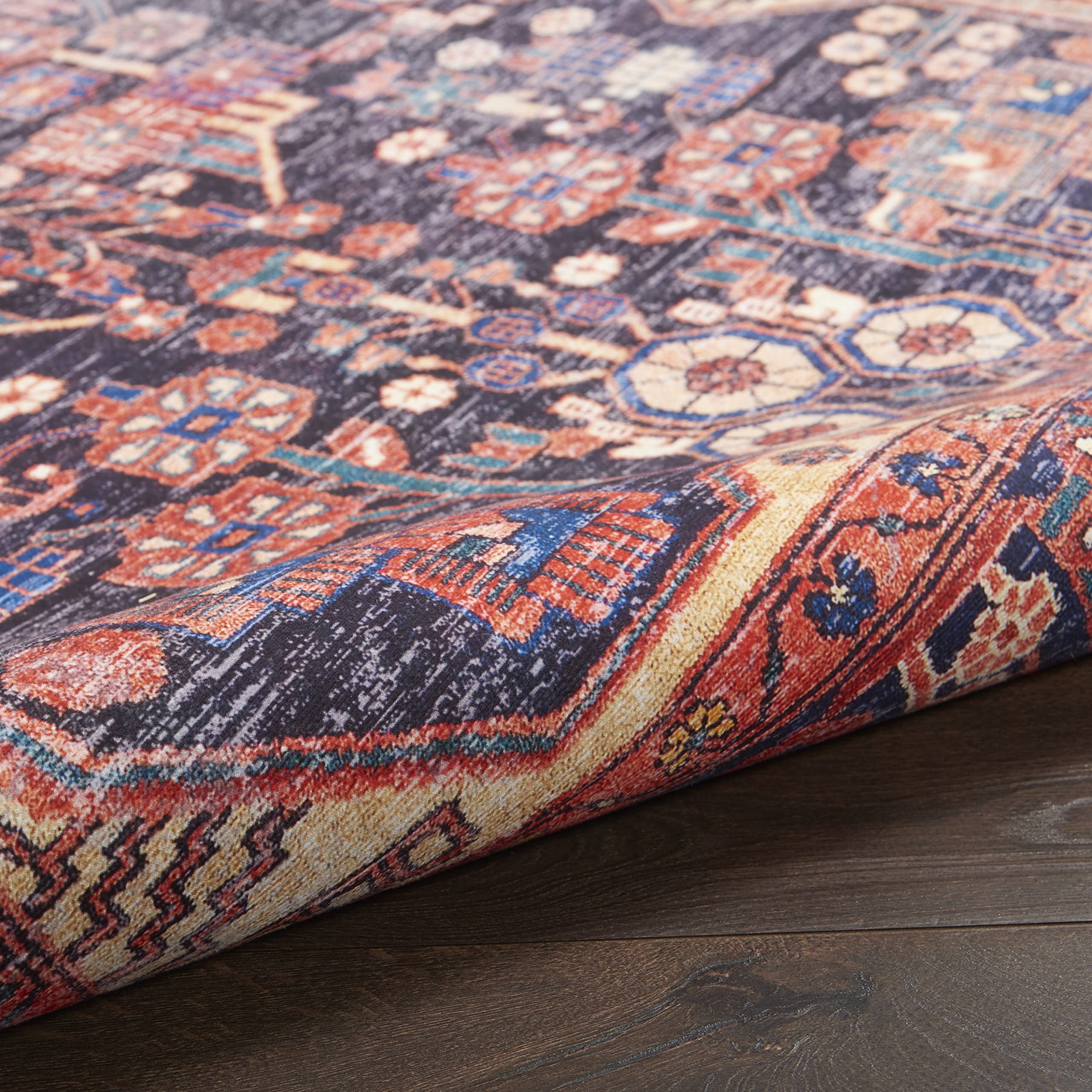 Nourison Fulton Traditional Red 5' x 7' Area Rug, Easy-Cleaning, Non Shedding, Bed Room, Living Room, Dining Room, Kitchen (5x7)