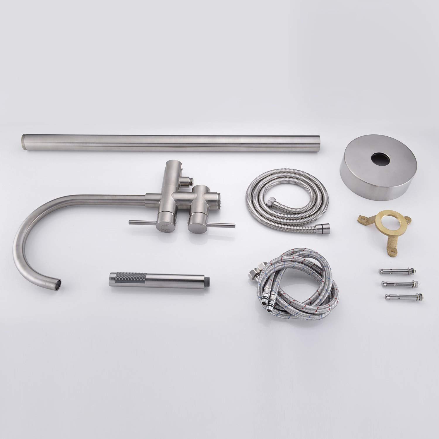 Artiqua Freestanding Tub Filler Bathtub Faucet Brushed Nickel Floor Mounted Faucets with Handheld Shower