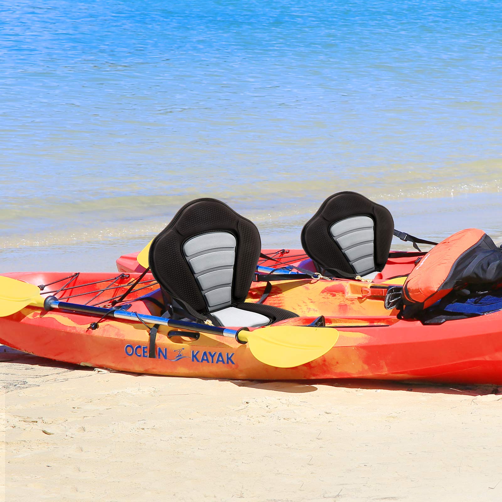 Apurioni Kayak Seat with Back Support Adjustable Straps and Deluxe Padded Cushion with Waterproof Storage Bag