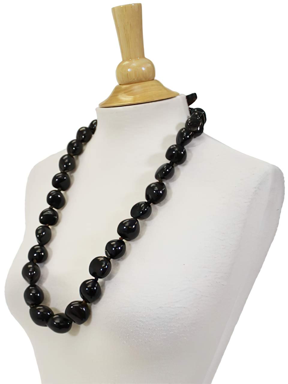 Aloha Outlet Hawaiian Black Kukui Nuts Lei Necklace 31.5in