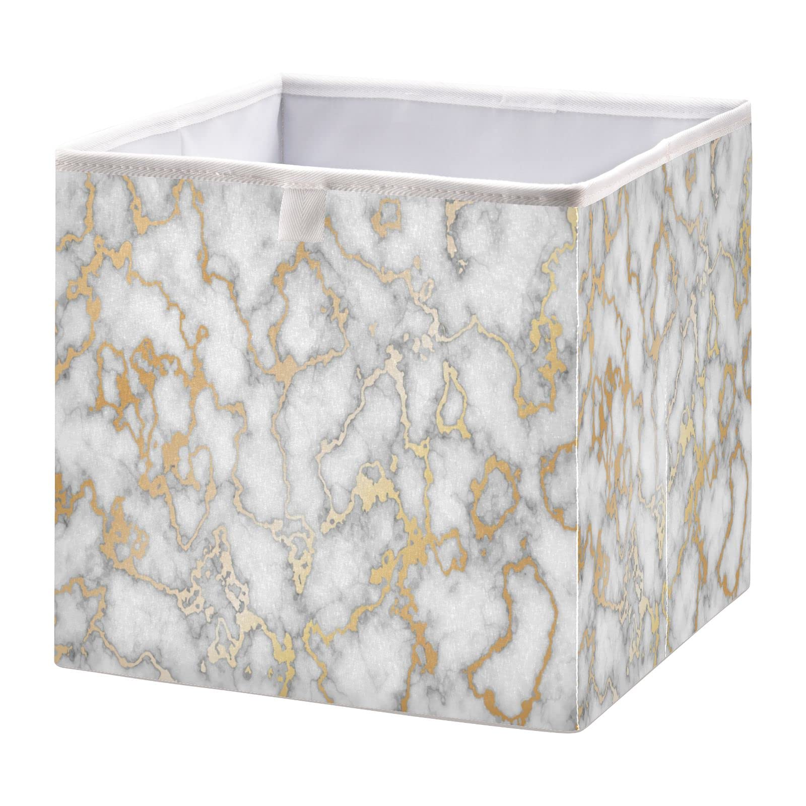 ALAZA Collapsible Storage Cubes Organizer,Marbl with Inlaid Gold Storage Containers Closet Shelf Organizer with Handles for Home Office