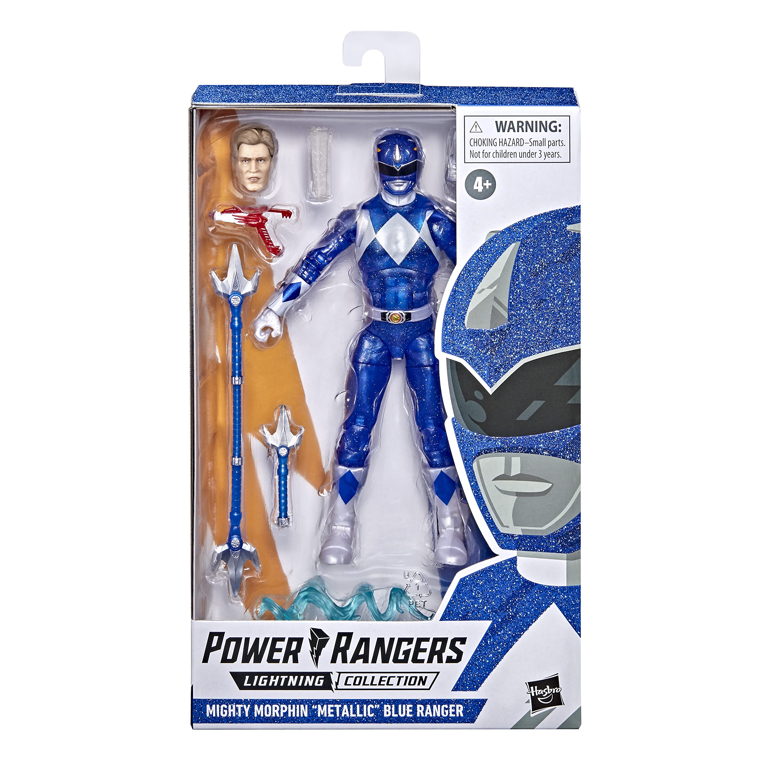 Power Rangers Lightning Collection 6-Inch Mighty Morphin Metallic Blue Ranger Collectible Action Figure Toy with Accessories F2353