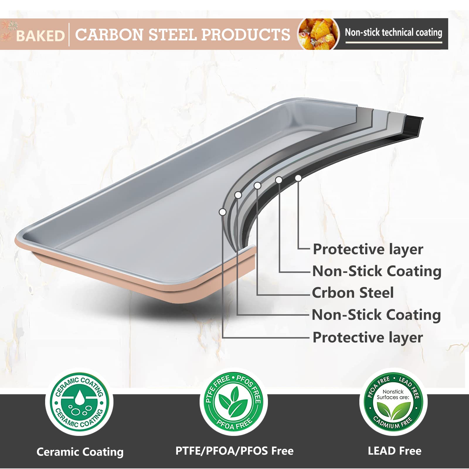 Baking Sheet with Rack Set (2 Pans + 2 Racks), Bicolor Baking Pan with Cooling Rack, Nonstick Cookie Sheet, Warp Resistant & Heavy Duty & Rust Free (Dark Navy & Grey)