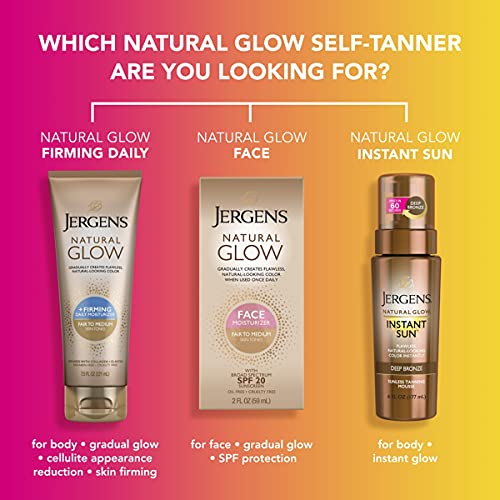 Jergens Natural Glow Face Moisturizer with SPF 20 Sunscreen, Fair to Medium Skin, Oil Free, UVA/UVB Protection - 2 oz