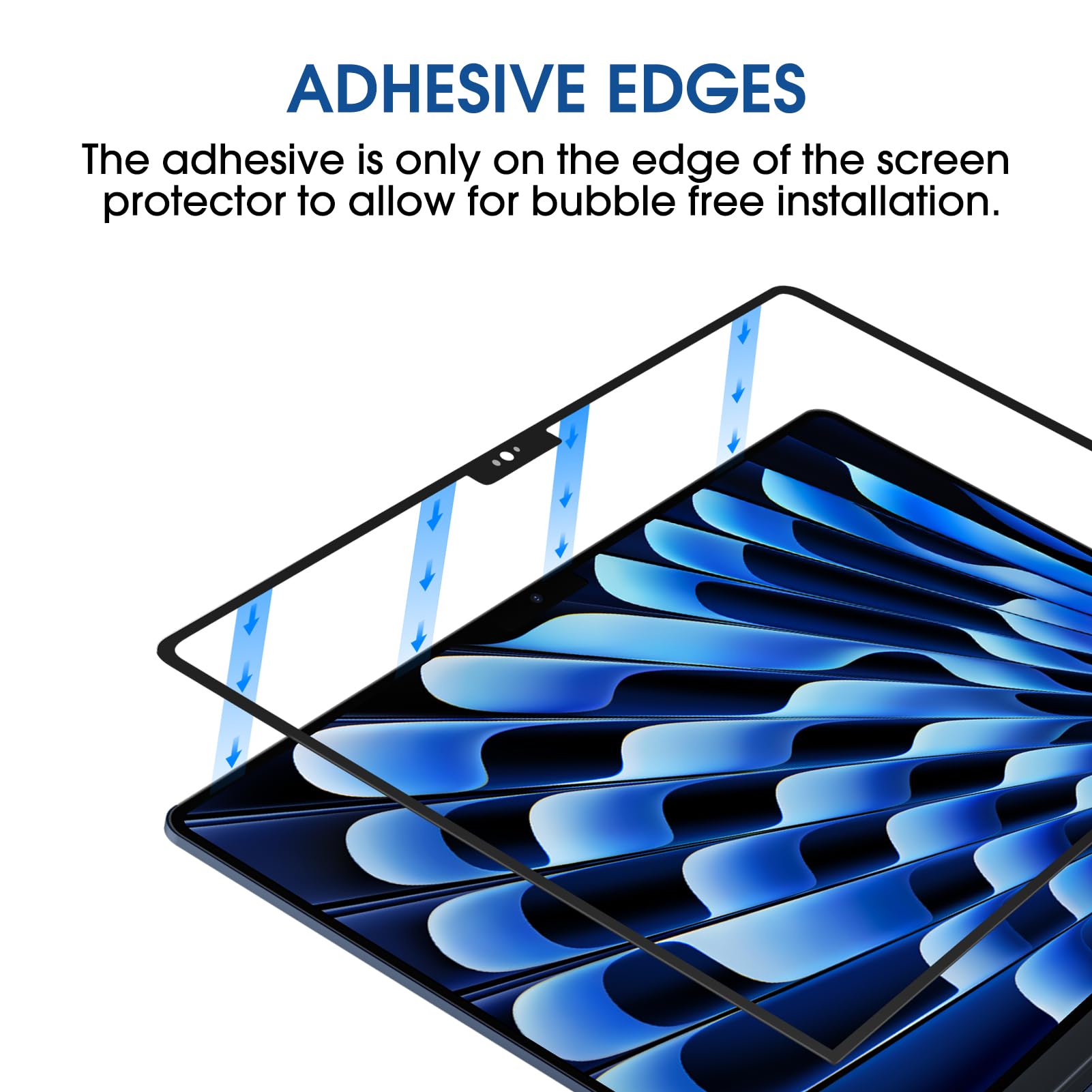 amFilm Designed for MacBook Air 15-Inch (M3 Chip/M2 Chip, 2023-2024 Released) Tempered Glass Screen Protector [Zero Bubbles][9H Hardness][ Anti-Scratch][ Anti-Fingerprint], 1 Pack