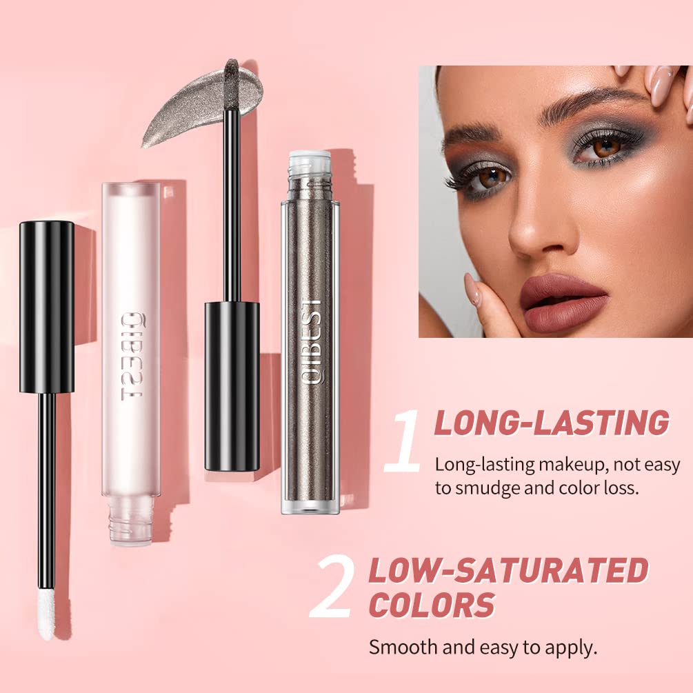 BestLand Liquid Black Smokey Gray Silver Glitter Shimmer Matte Eyeshadow Set Nude Smokey Black Make Up Eyeshadow Waterproof Quick Drying Liquid Eye Shadow Makeup (Dark Smoky)