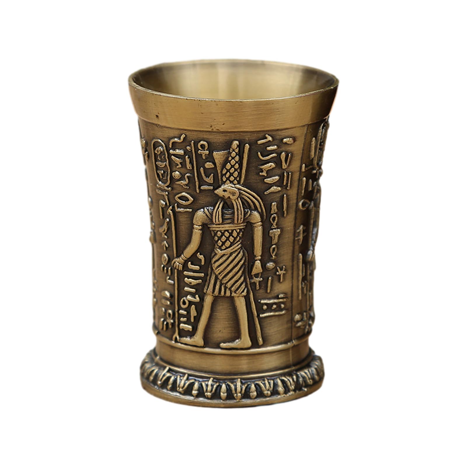 AOOOWER Ancient Drinkware Metal Vintage Egyptian Glass Egypt Wine Cup Red Wines Goblet Cup Embossed Engraving Glass Vintage Metal Wine Glass