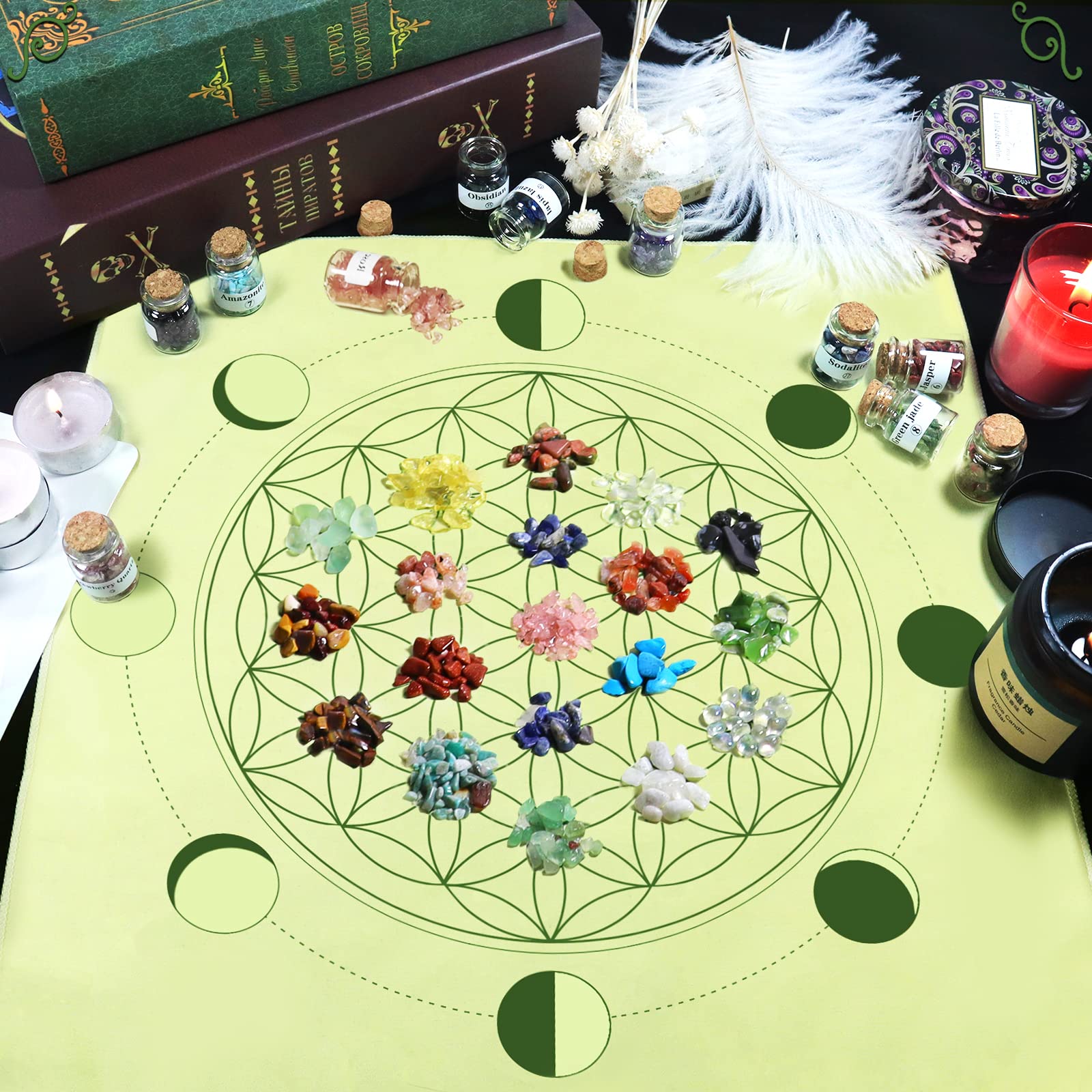 AMill 36 Bottles Nature Crystal Chips, Small Crystals for Witchcraft & Healing, Mini Gemstones Set for Wiccan Rituals and Spell Jars, 36 Bottles Crystals & Healing Stones for Altar Rituals.